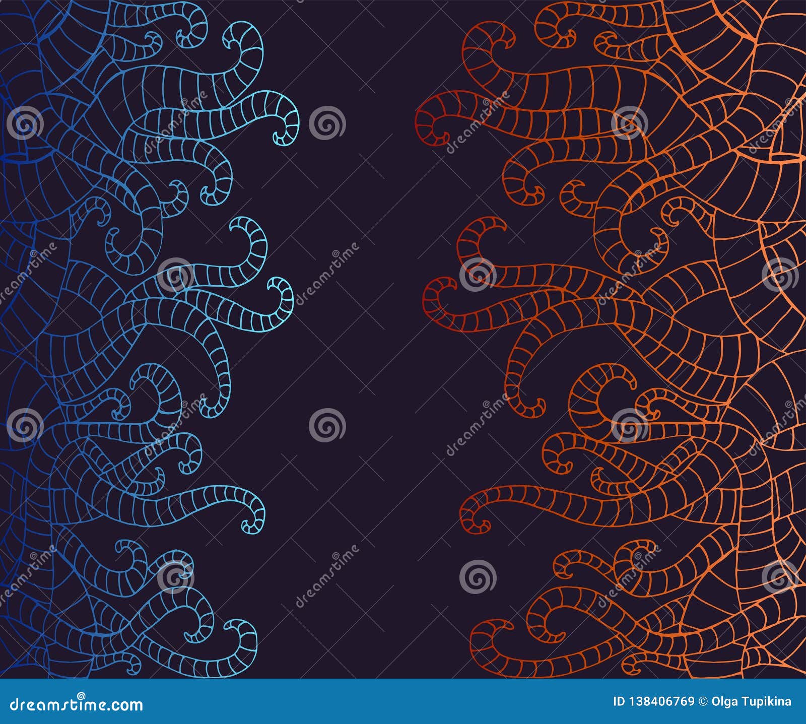 Element Fire and Water Decorative Ornamental Frame, Dark Blue ...