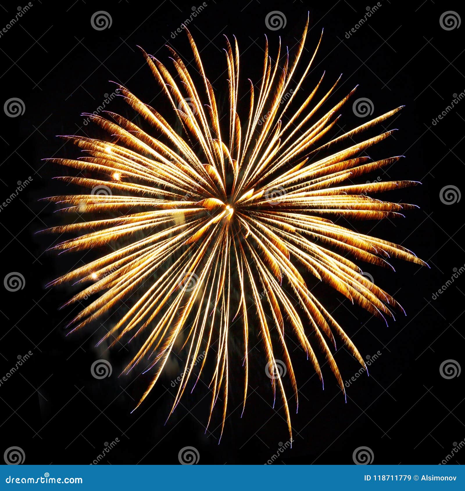 Element of Fireworks Yellow-gold Color Isolated on Black Stock Image ...