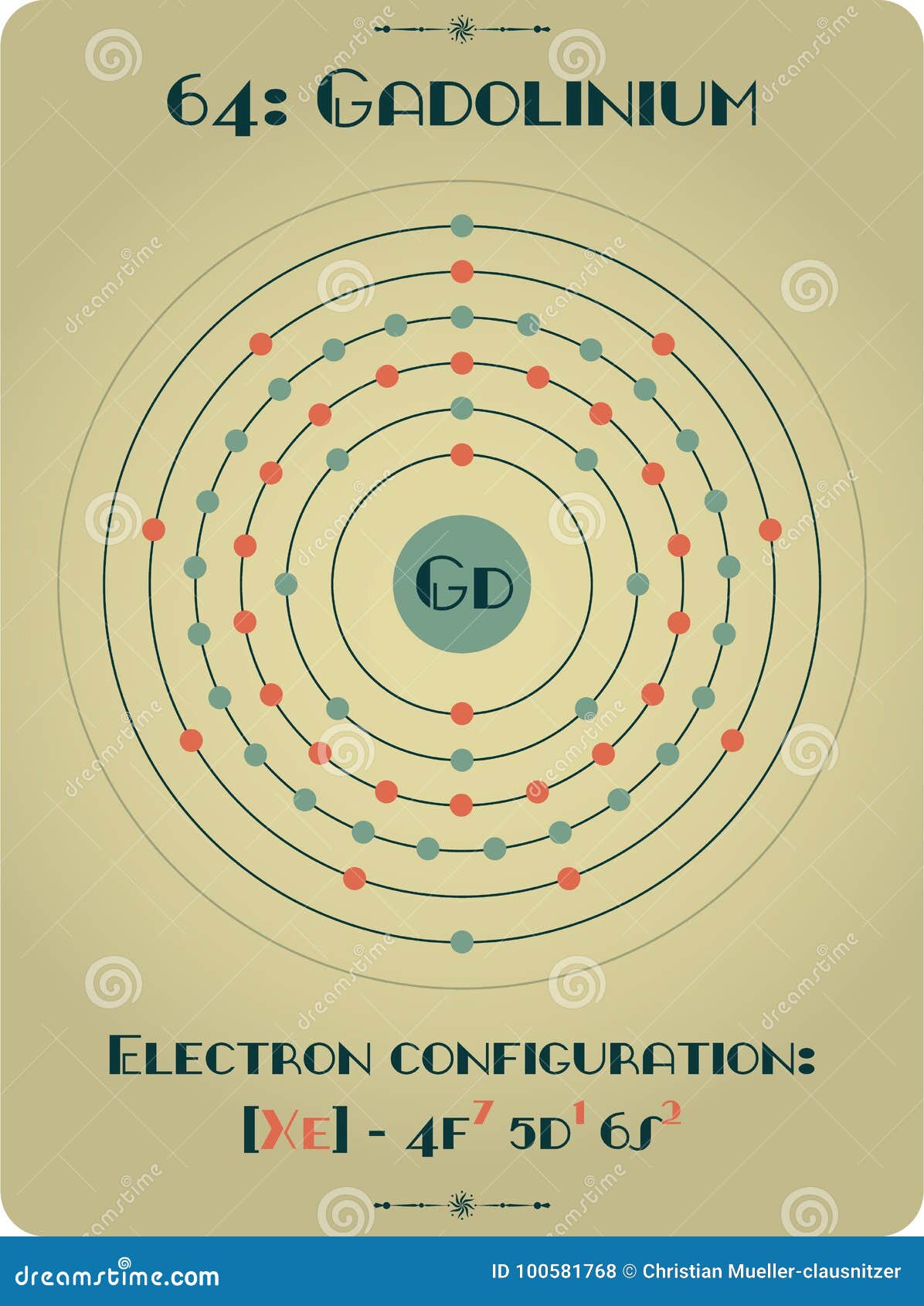 Element of Gadolinium stock vector. Illustration of electron - 100581768