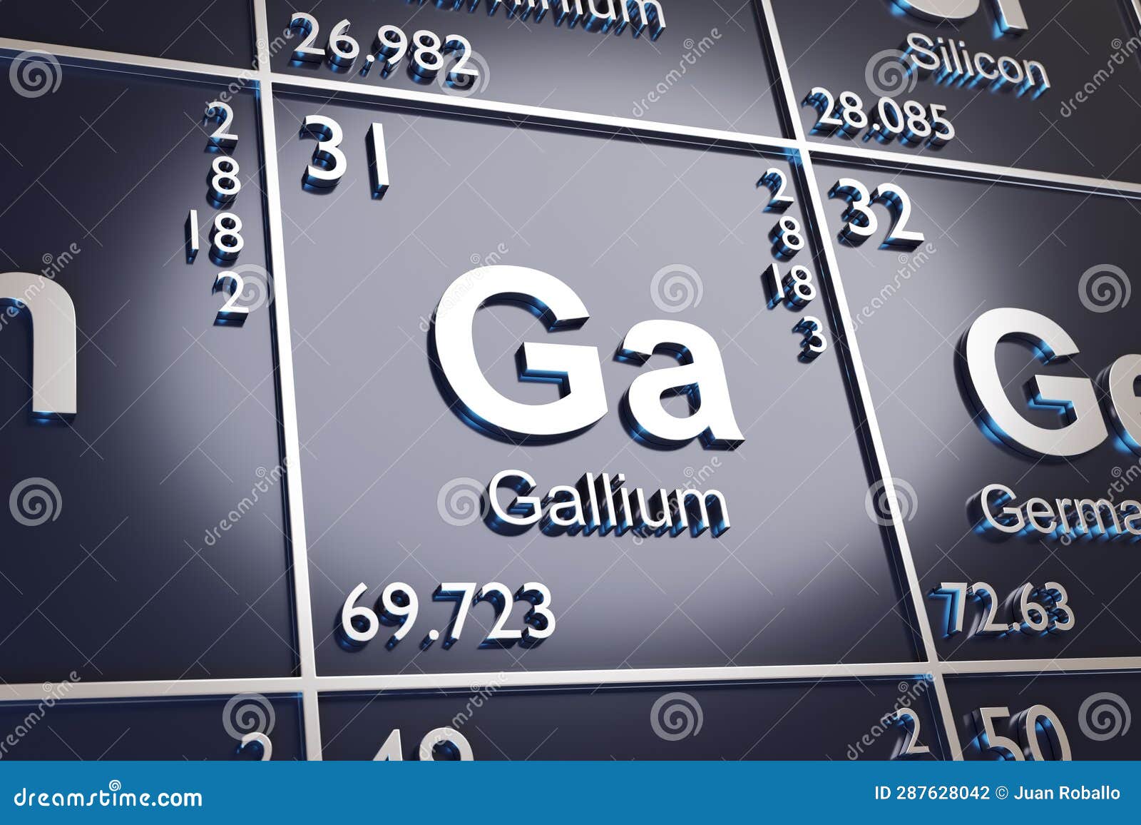 The Element Gallium on the Periodic Table. 3d Illustration Stock ...