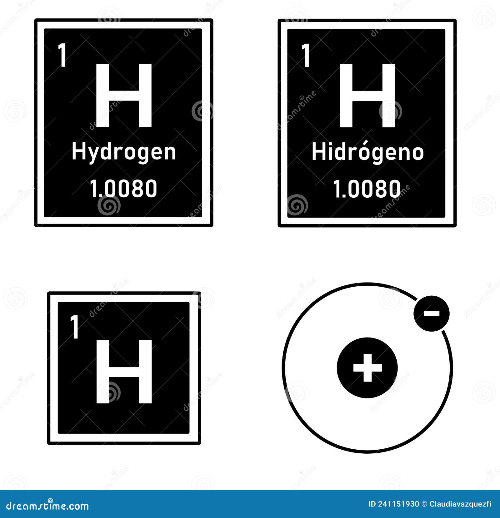 Element Hydrogen from the Periodic Table with Atom Stock Illustration ...