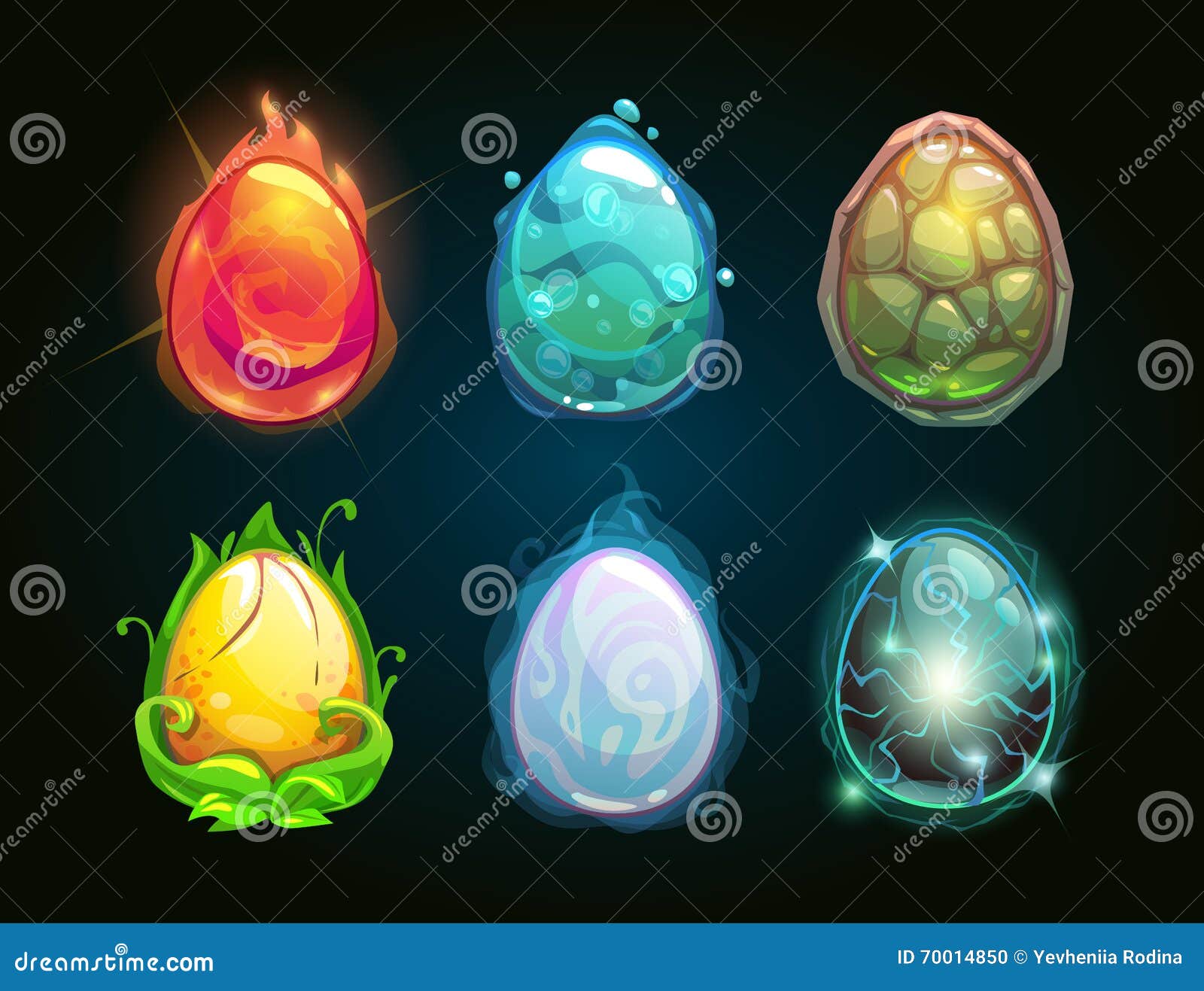 Dragon Eggs Vector Cartoon Egg-shell And Colorful Egg-shaped Easter ...