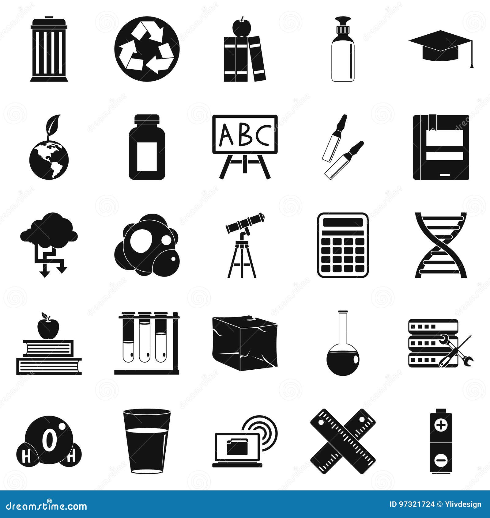 Element Icons Set, Simple Style Stock Vector - Illustration of biology ...