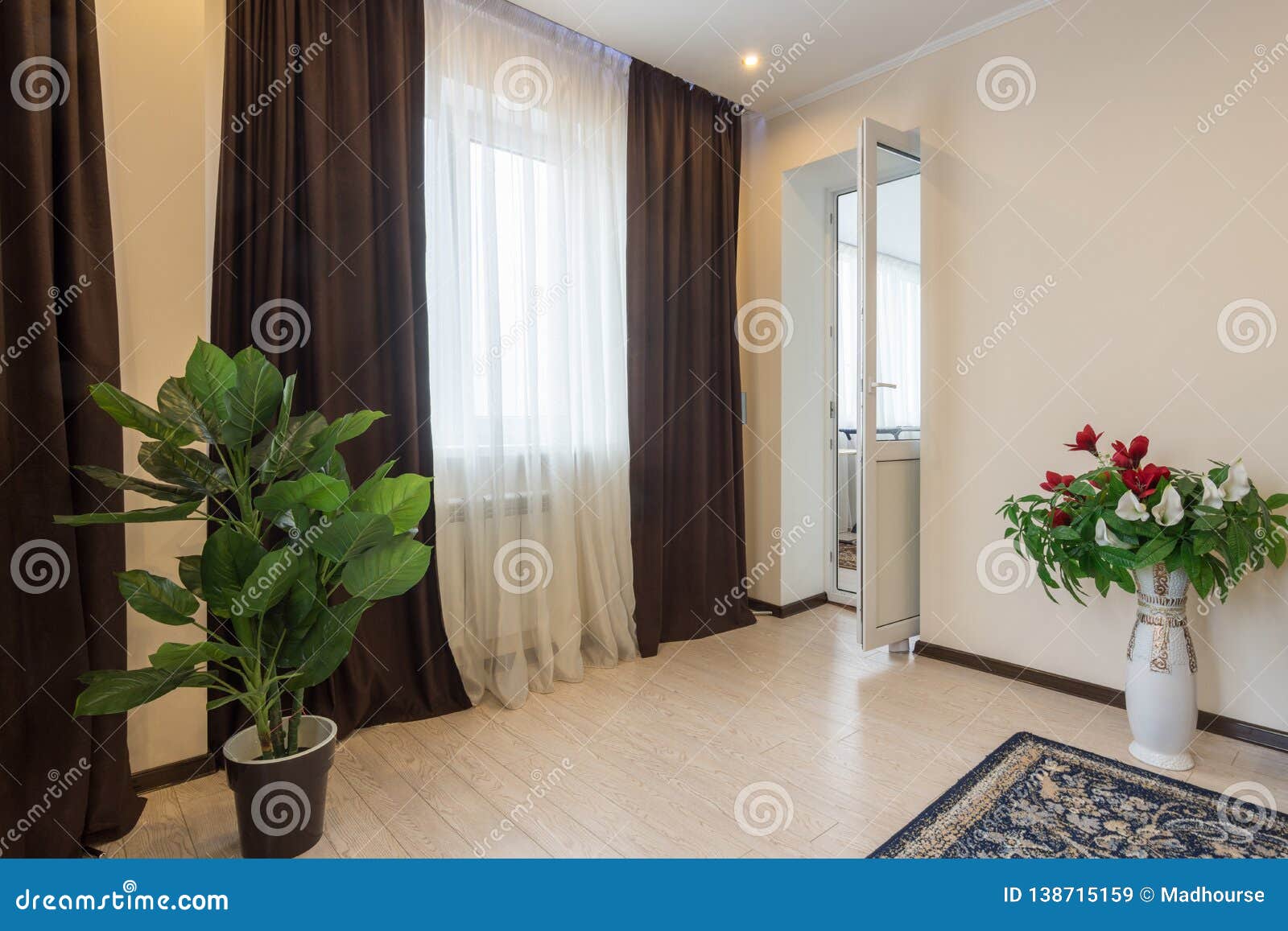 Exit To The Balcony. Modern Architecture. The House Is Made Of Glass ...