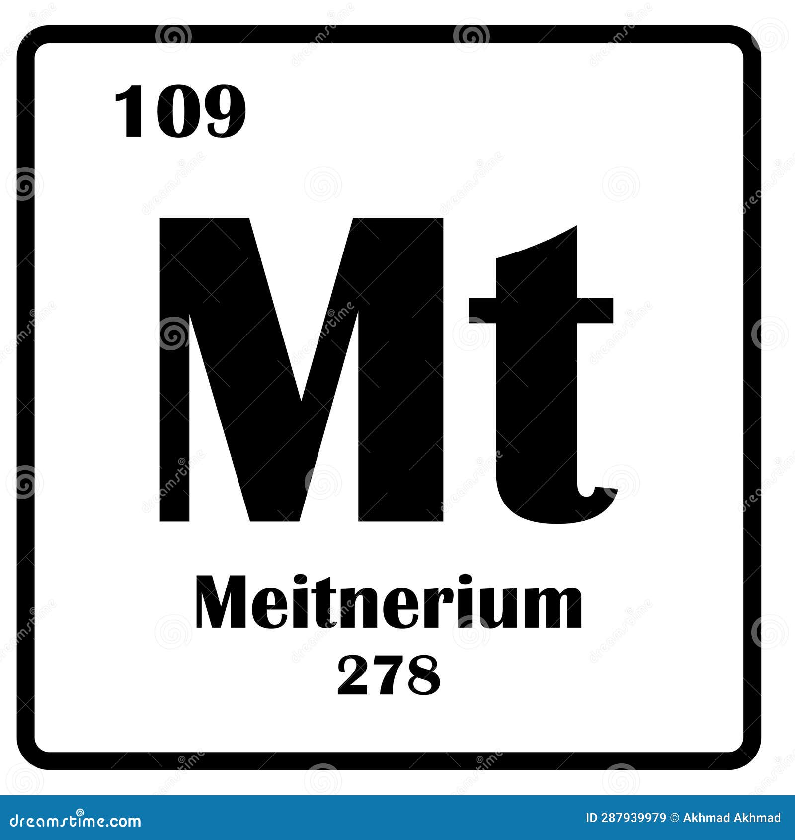 Meitnerium Icon. Mt Chemical Element. Atomic Number 109. Mass 278 ...