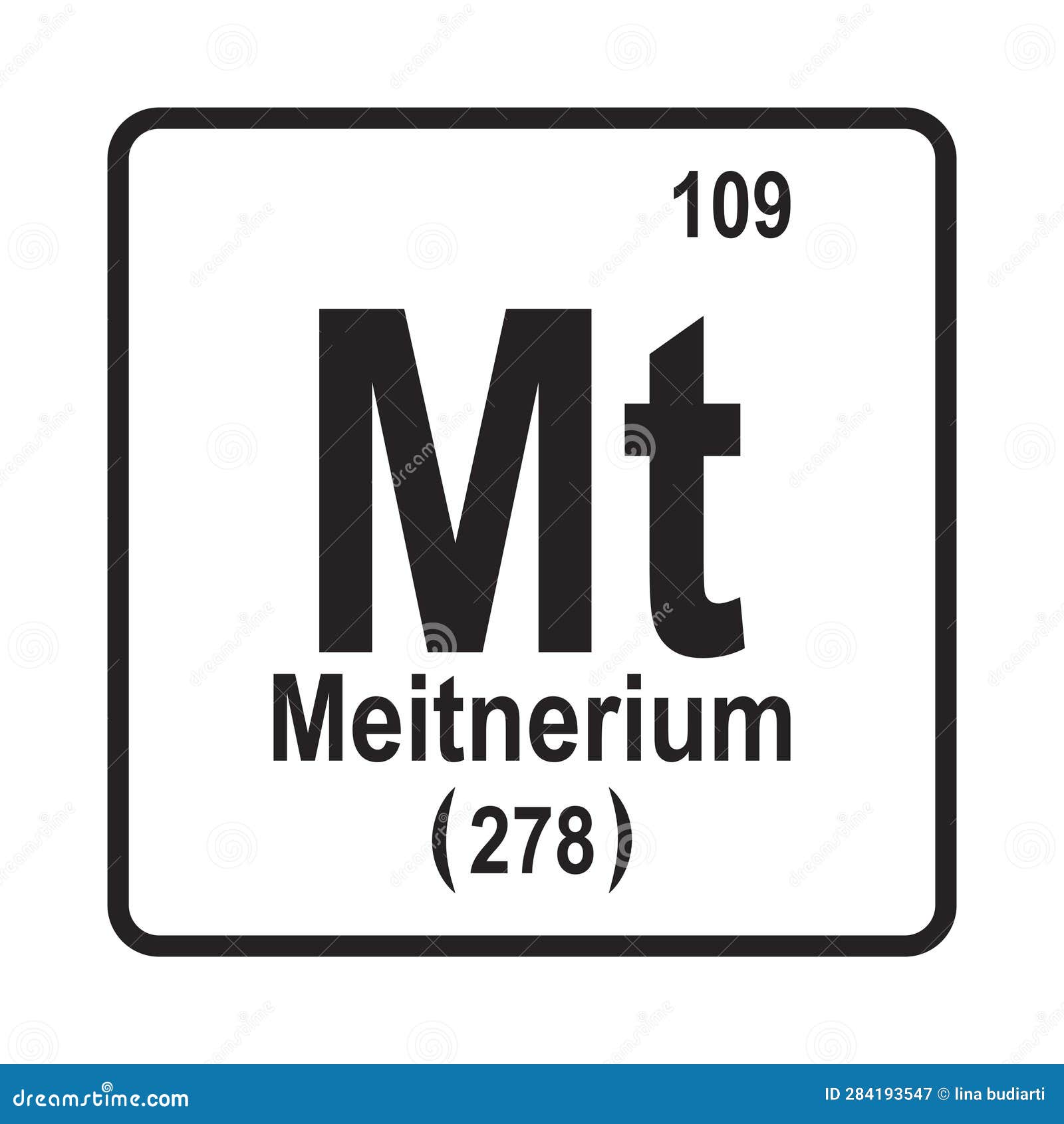 Meitnerium Icon. Mt Chemical Element. Atomic Number 109. Mass 278 ...