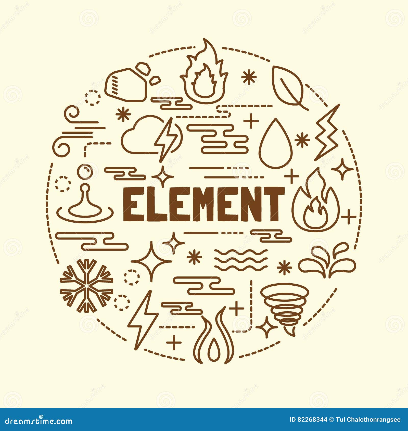 Element Minimal Thin Line Icons Set Stock Vector - Illustration of heat ...