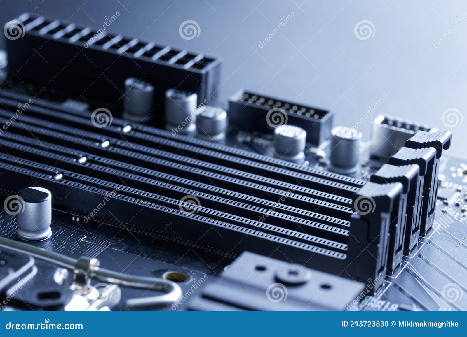 An Element of a Modern Computer Motherboard with Slots for Installing ...