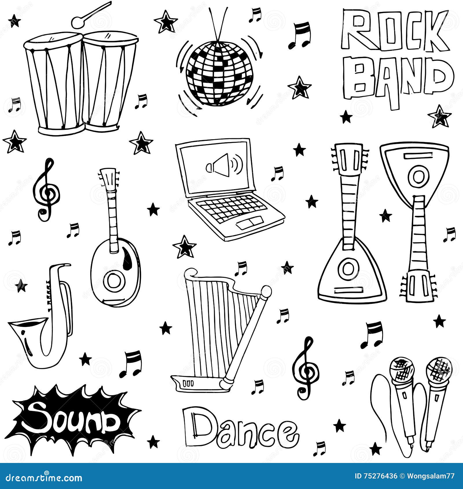 Element Music Doodles Hand Draw Stock Vector - Illustration of element ...