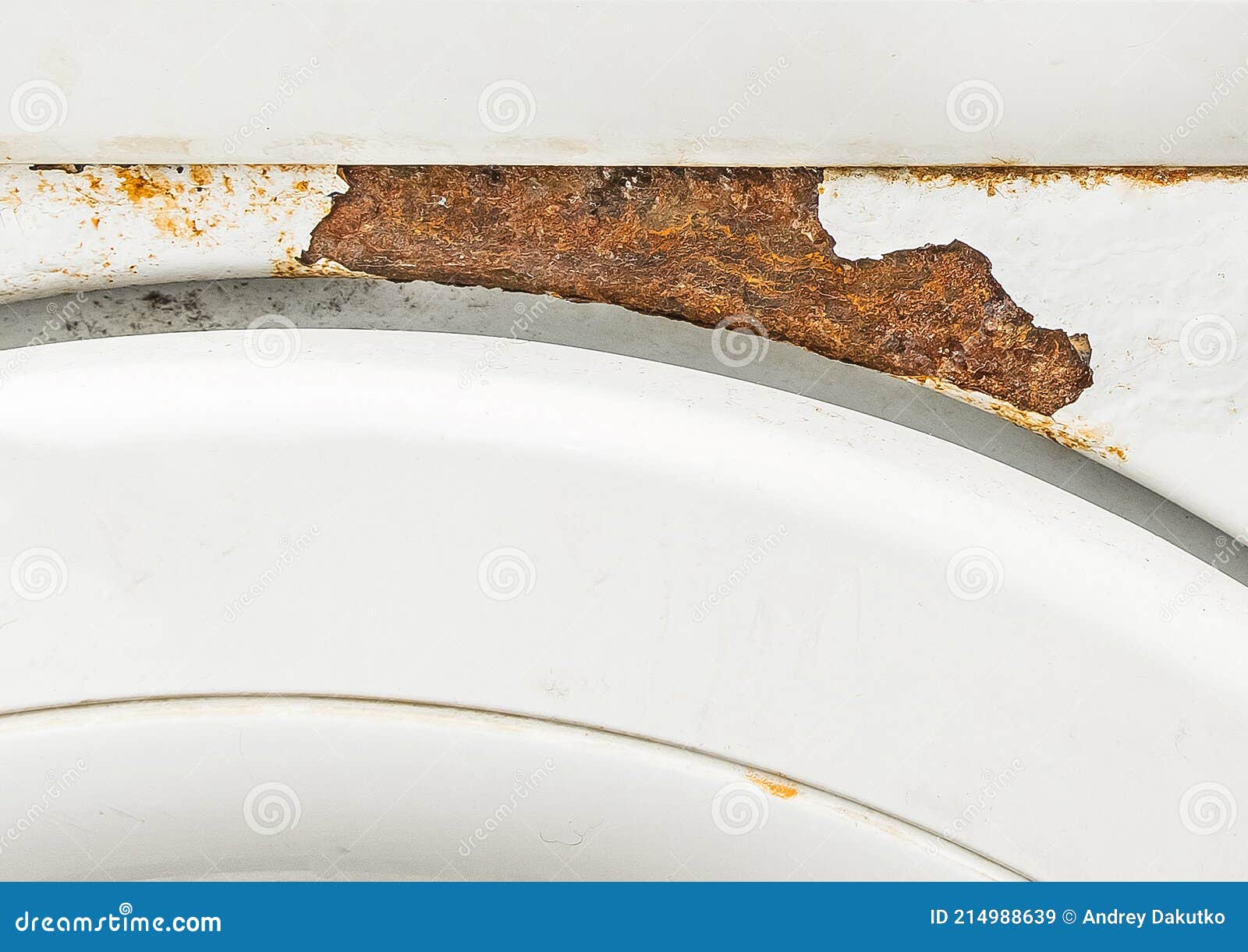 Element of an Old White Washing Machine with a Trace of Rust Close-up ...