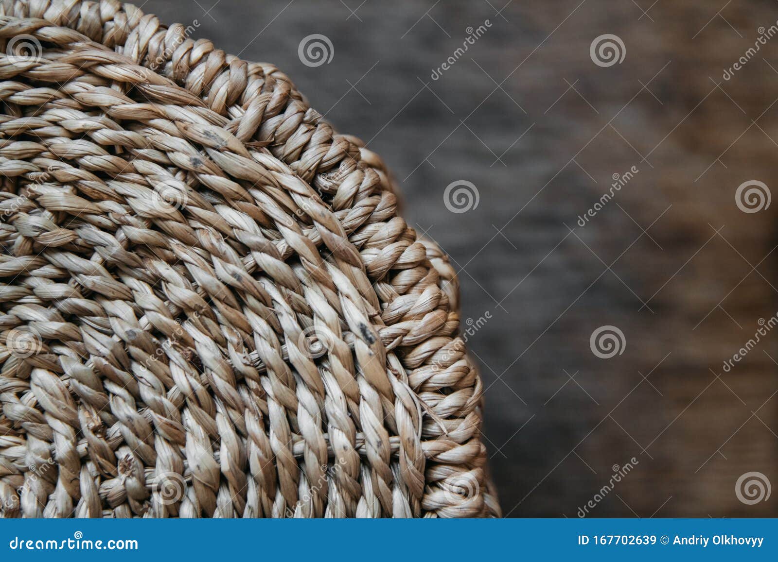 Element of a Round Wicker Basket on a Wooden Background. Pattern of ...