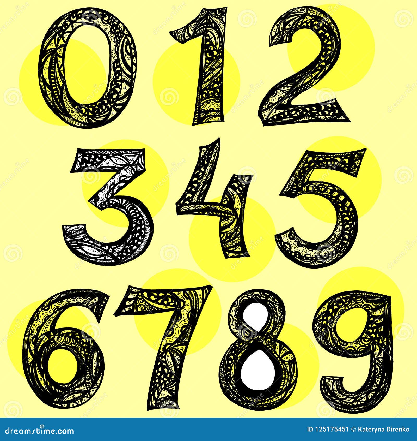 Number 1 Doodle Mandala Art Coloring Therapy Cartoon Vector ...