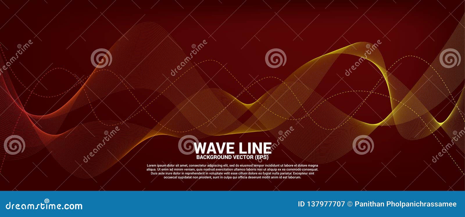 Orange Sound Wave Line Curve on Red Background. Stock Illustration ...