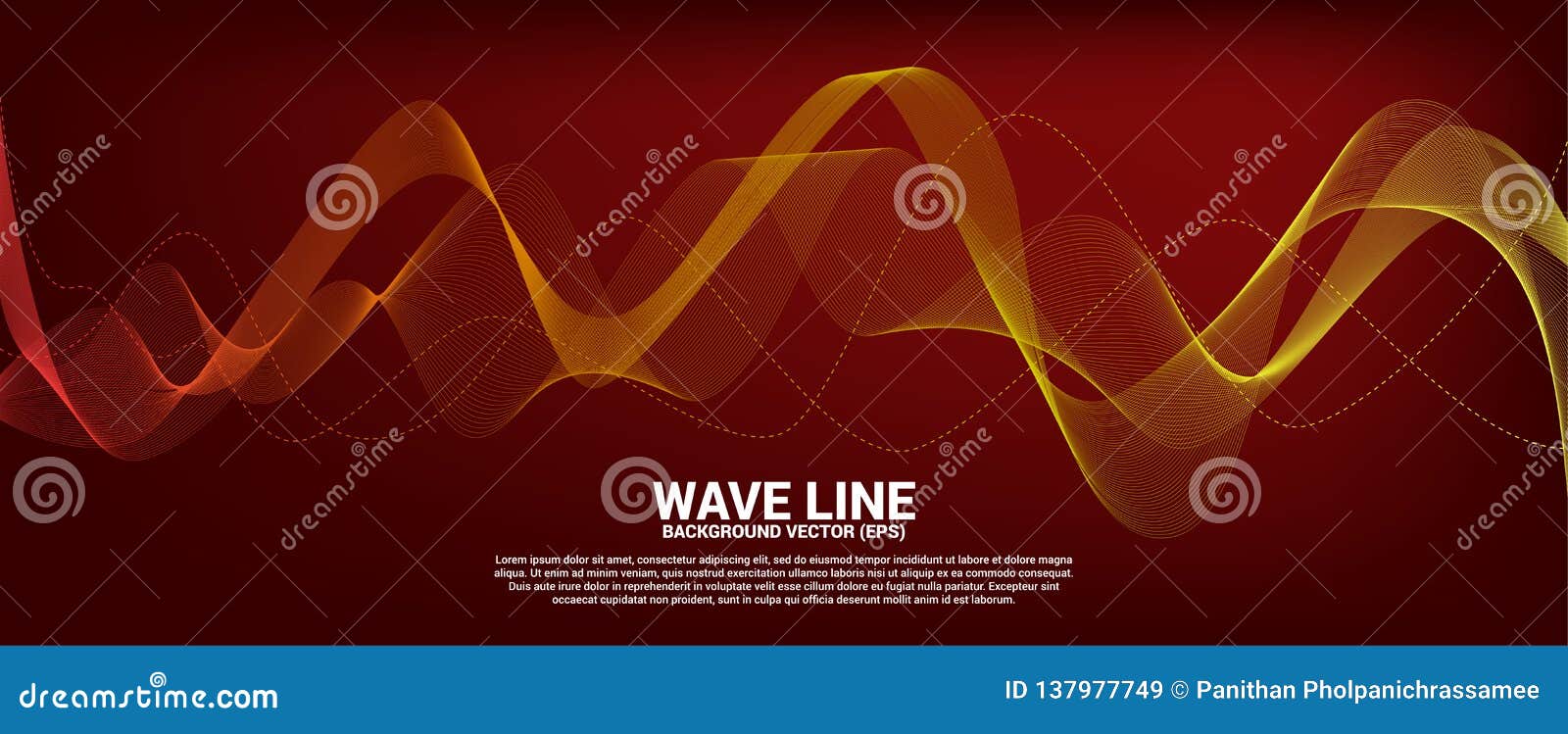 Orange Sound Wave Line Curve on Red Background. Stock Illustration ...