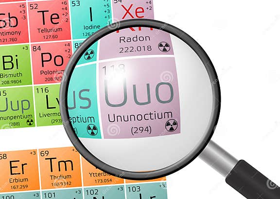 Element of Ununoctium with Magnifying Glass Stock Illustration ...