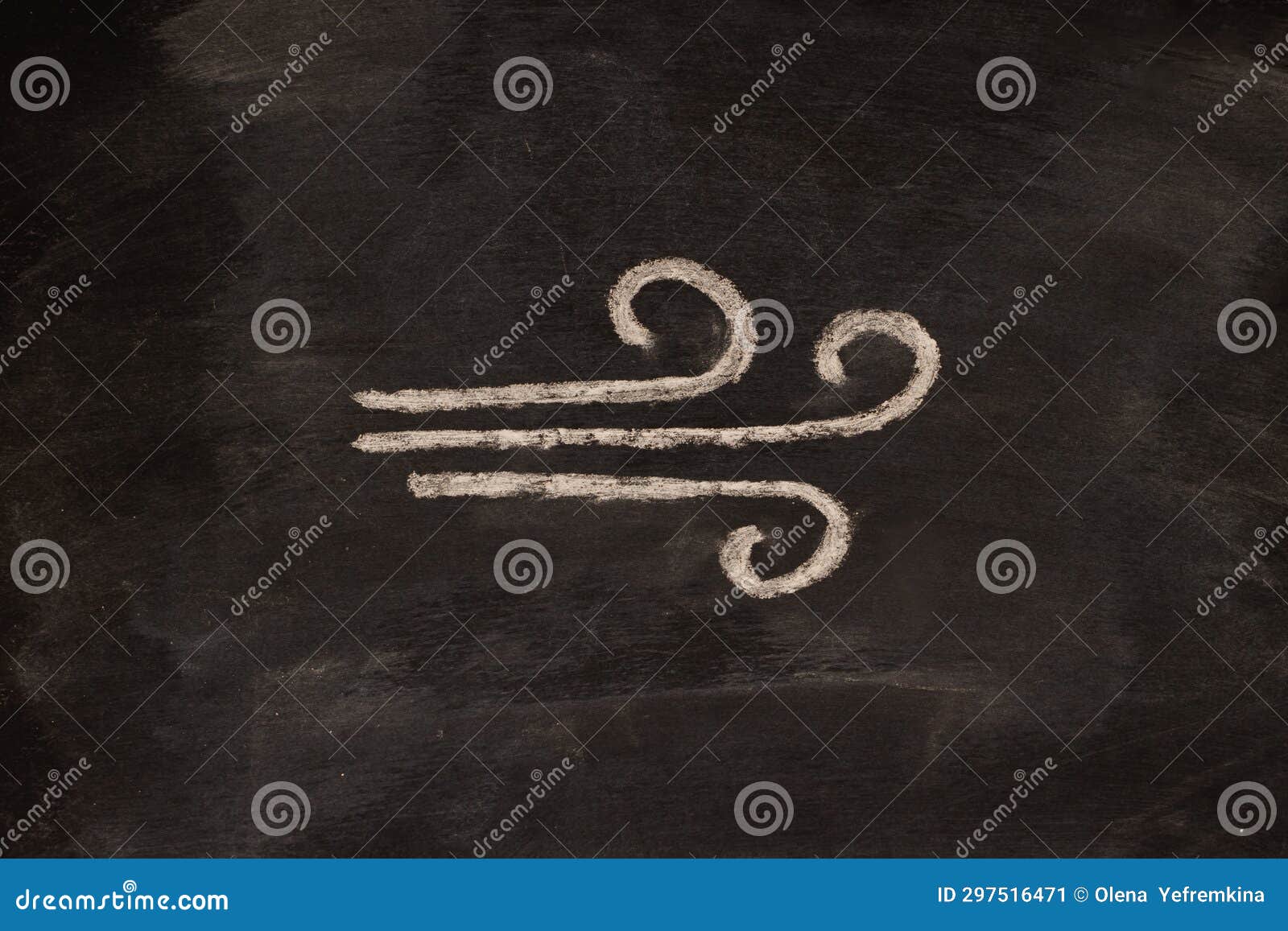 Element for Weather Forecast, Schematic Image of Wind Drawn in Chalk on ...