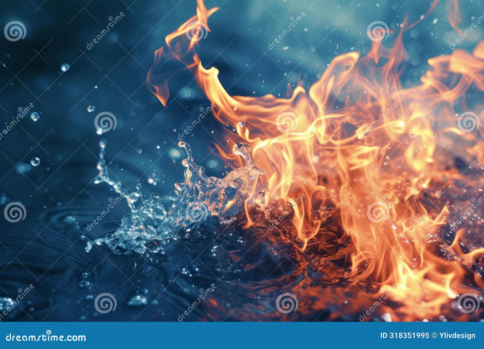 Elemental Dance: Fire Meets Water Stock Image - Image of fire, cool ...