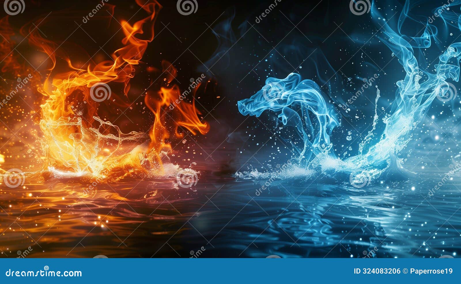 Elemental Dance Of Fire And Water In Digital Artistry Royalty-Free ...