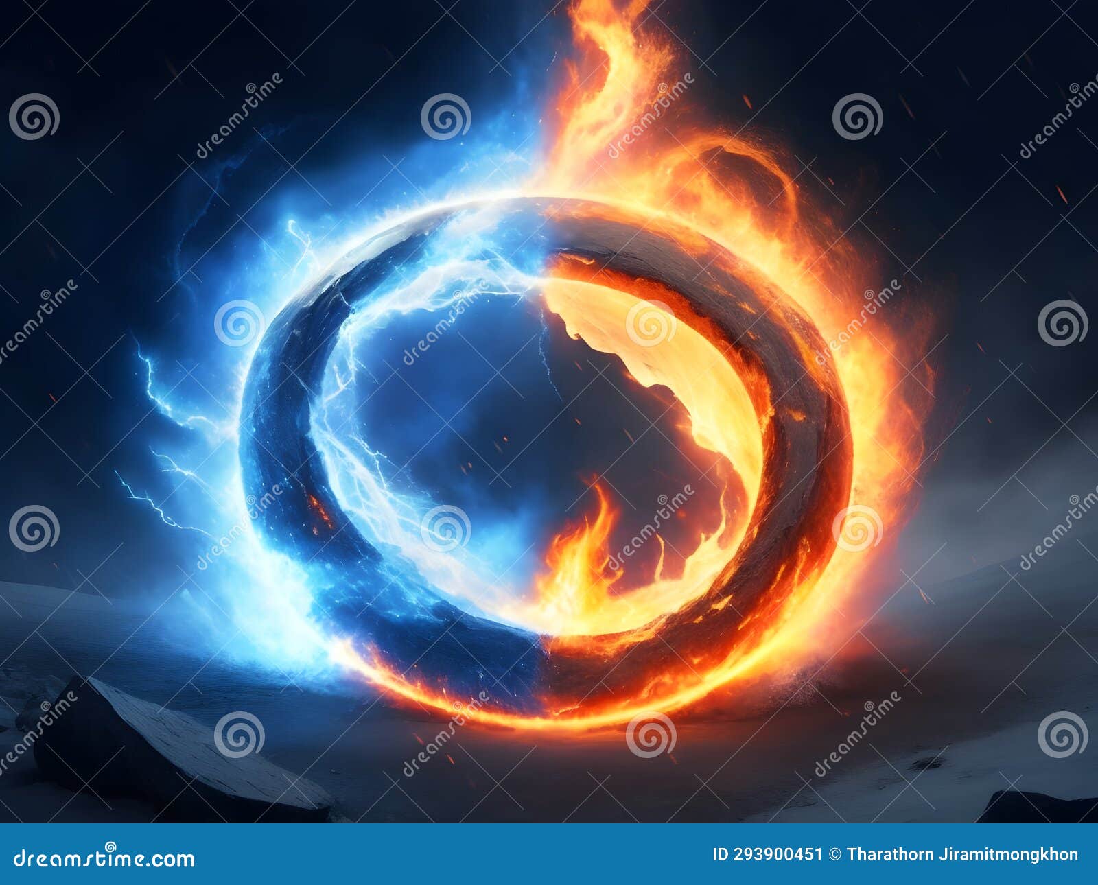 Elemental Fusion: A Yin Yang Dance Of Fire And Water Stock Photography ...