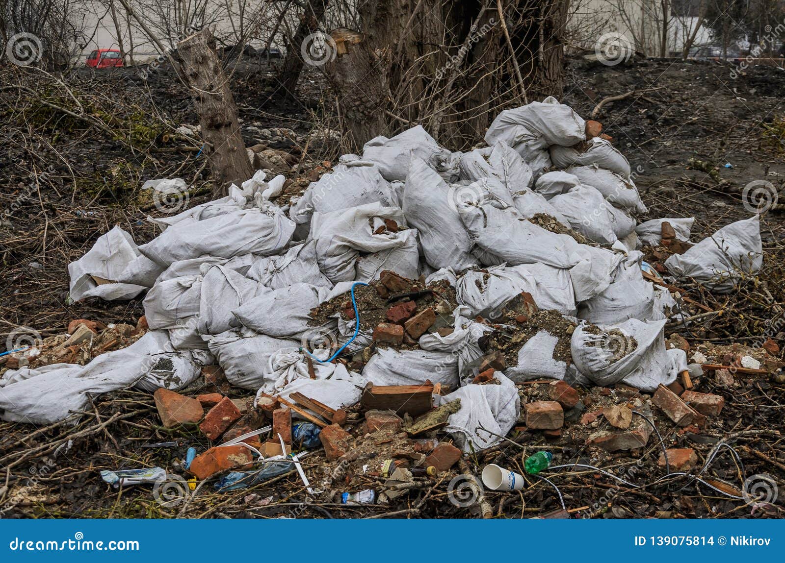 LVIV, UKRAINE - FEBRUARY 2019: Elemental Garbage Dump in Nature ...