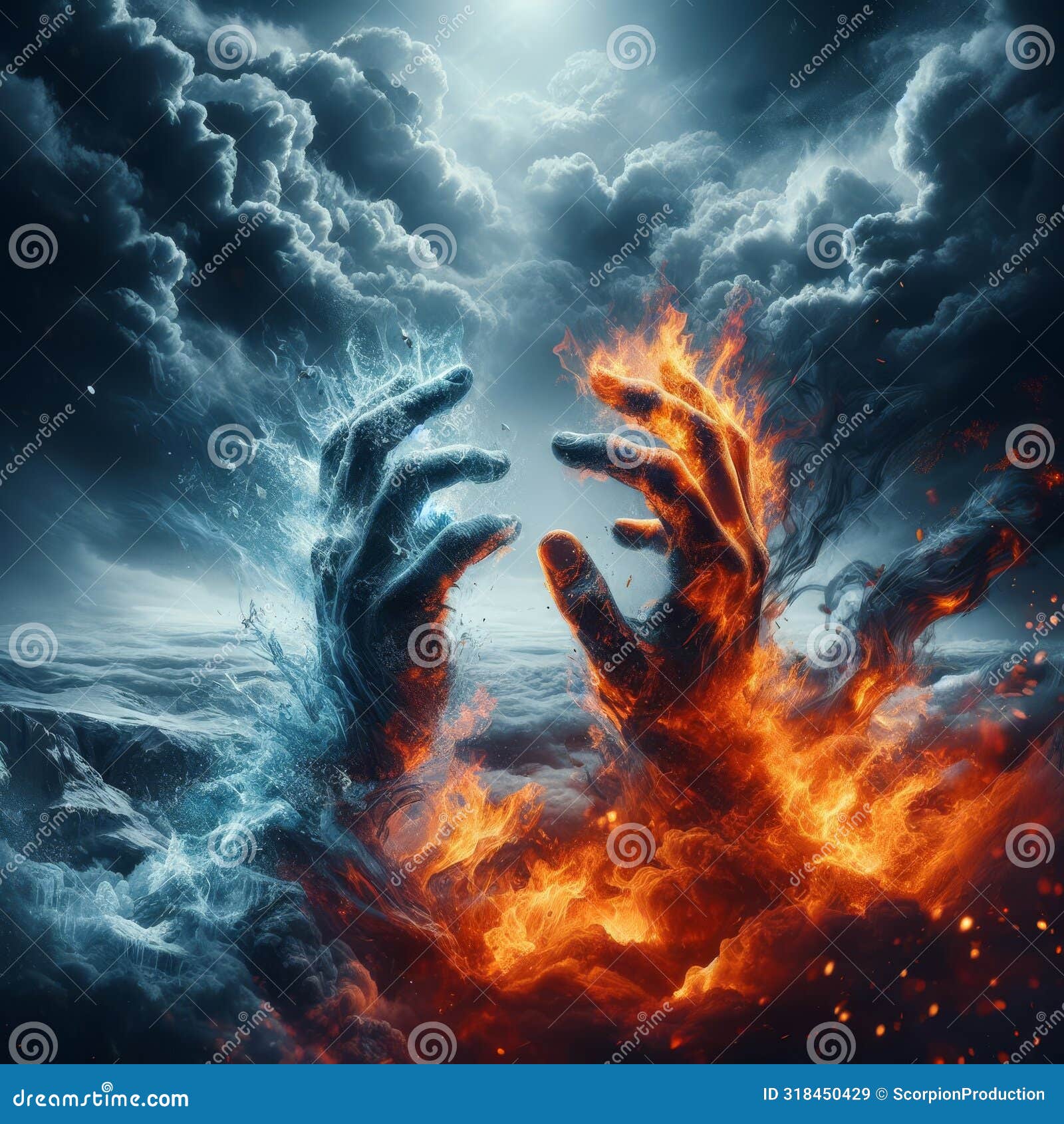 Elemental Hands of Fire and Ice Stock Image - Image of forces, energy ...