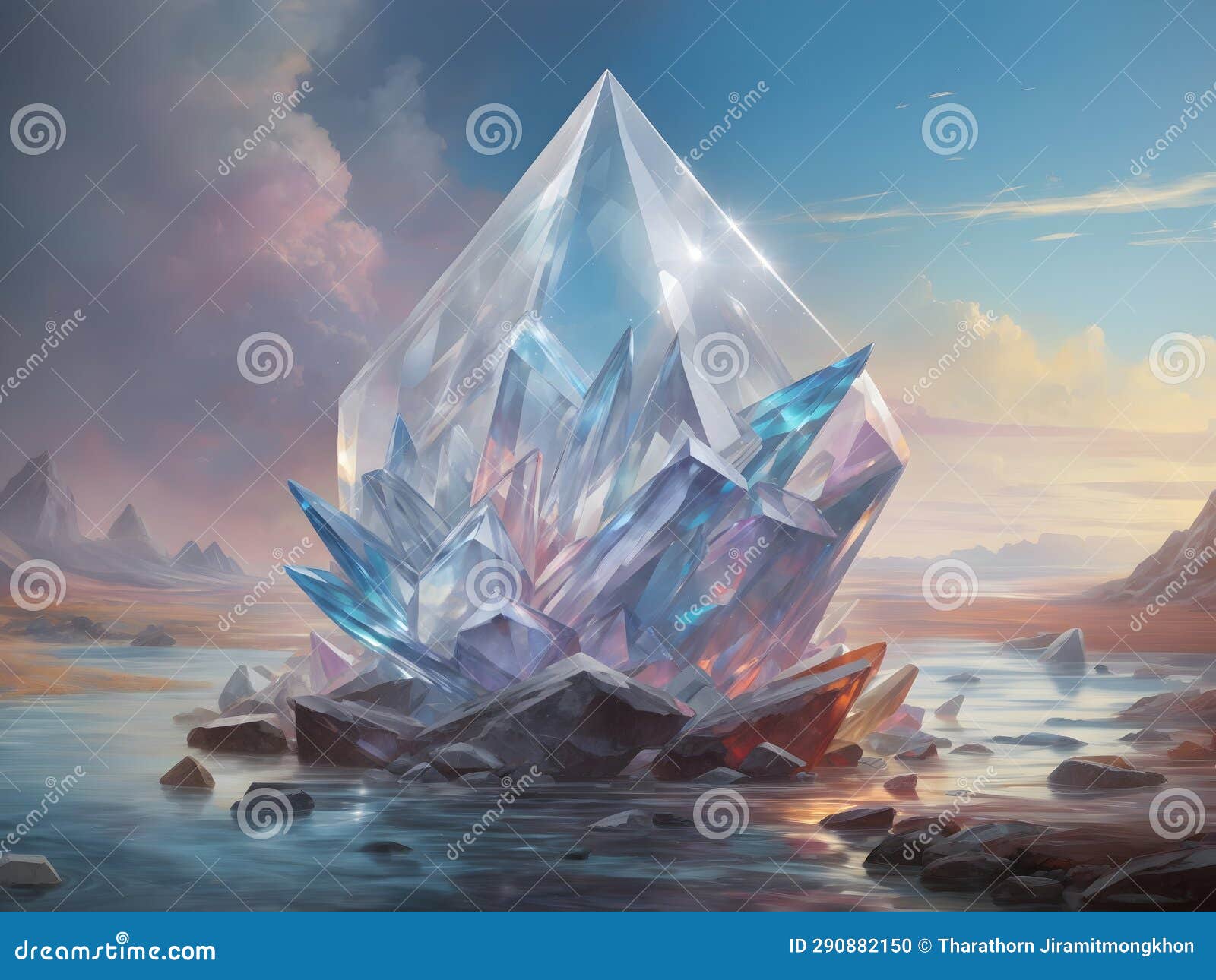 Elemental Harmony: Captivating Crystal of Elements Art Stock ...