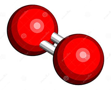 Elemental Oxygen O2 Molecule. 3D Rendering. Atoms are Represented As ...