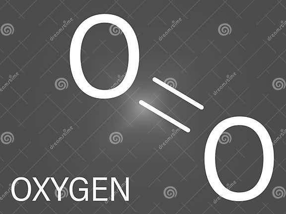 Elemental Oxygen. O2 Molecule. Skeletal Formula Stock Vector ...