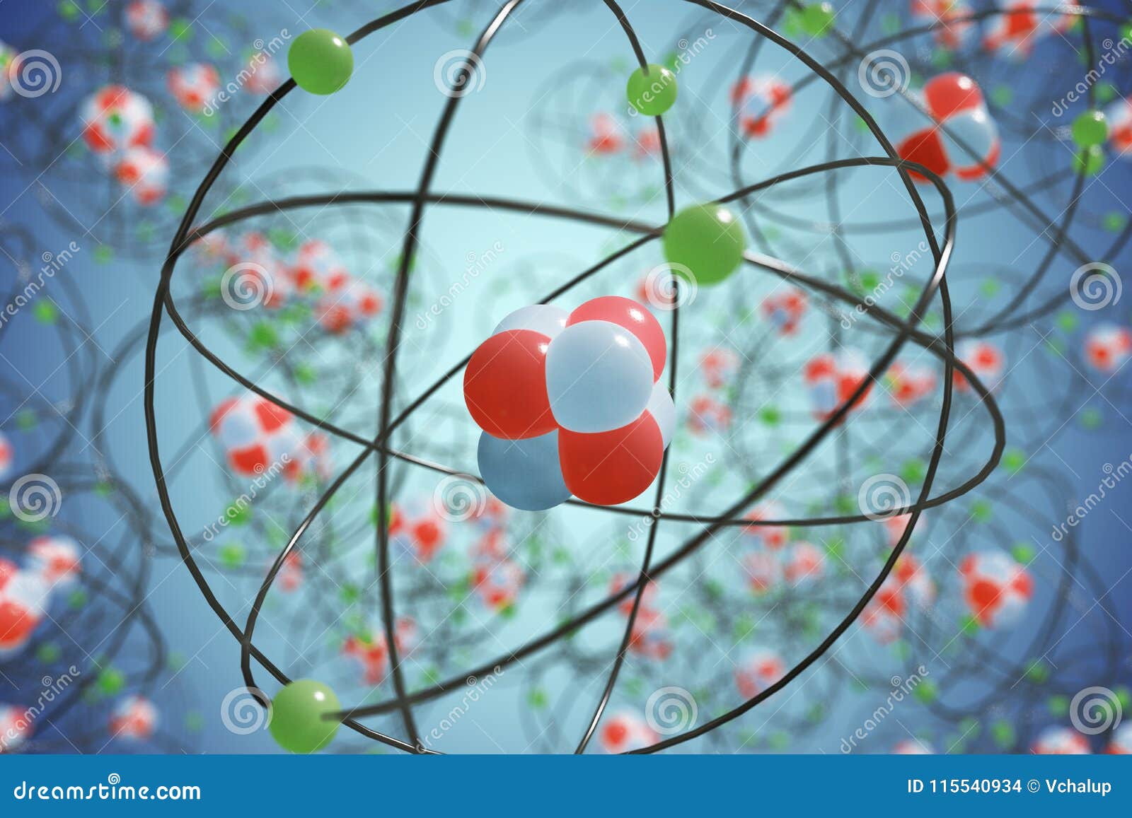 Elementarteilchen Im Atom Physikkonzept 3D übertrug Abbildung Stock ...
