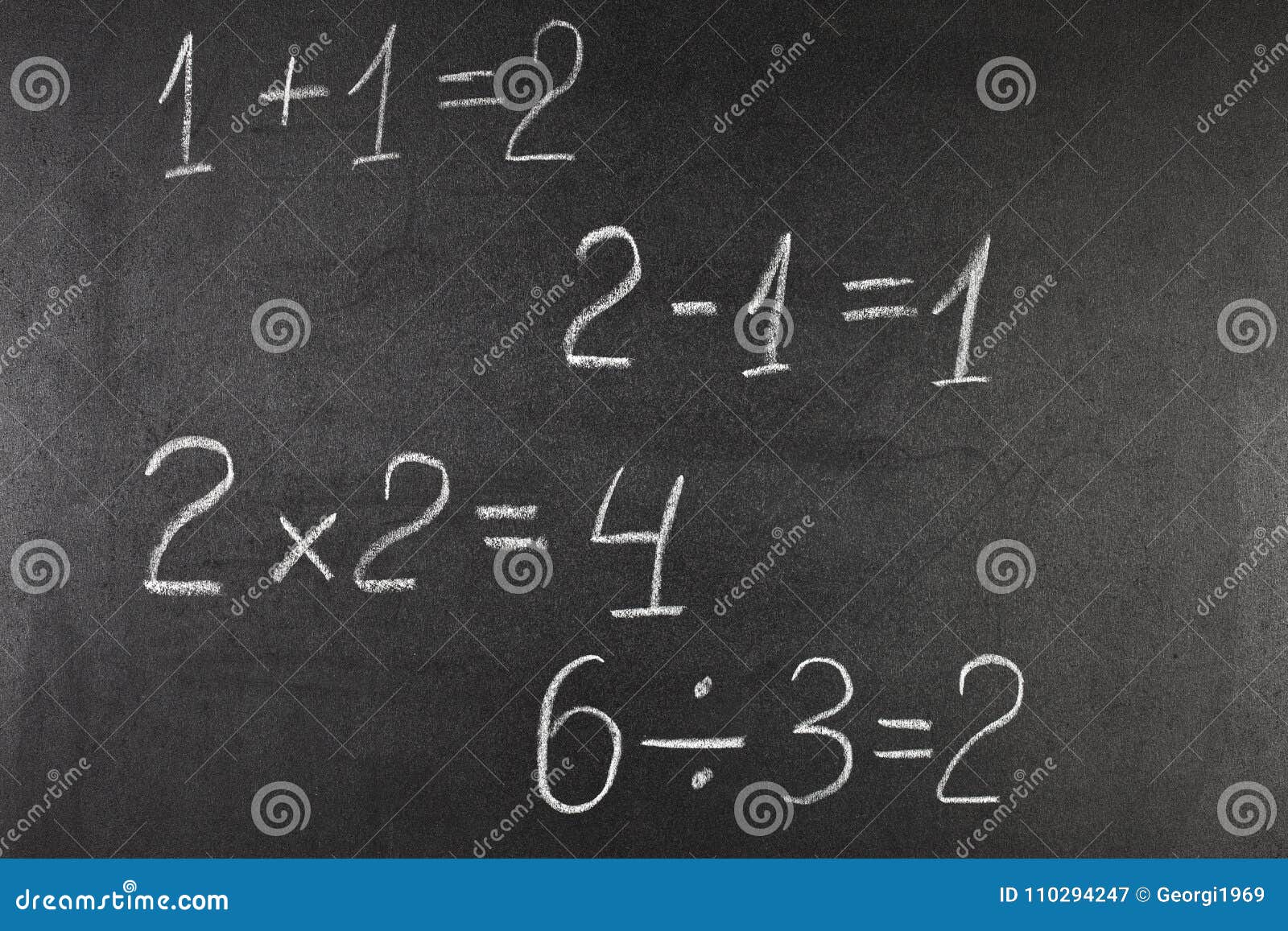 Elementary Arithmetic on Blackboard Stock Image - Image of number, sign ...