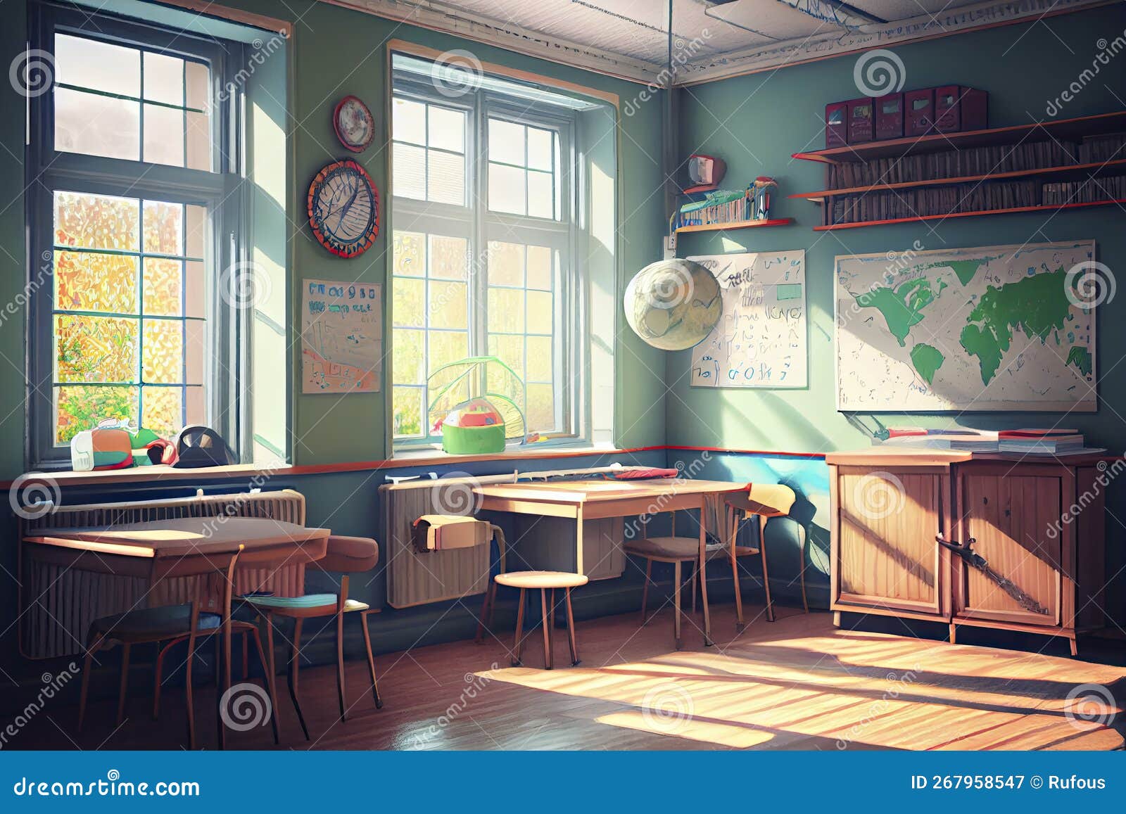 Elementary Classroom, Back To School Concept Stock Illustration ...