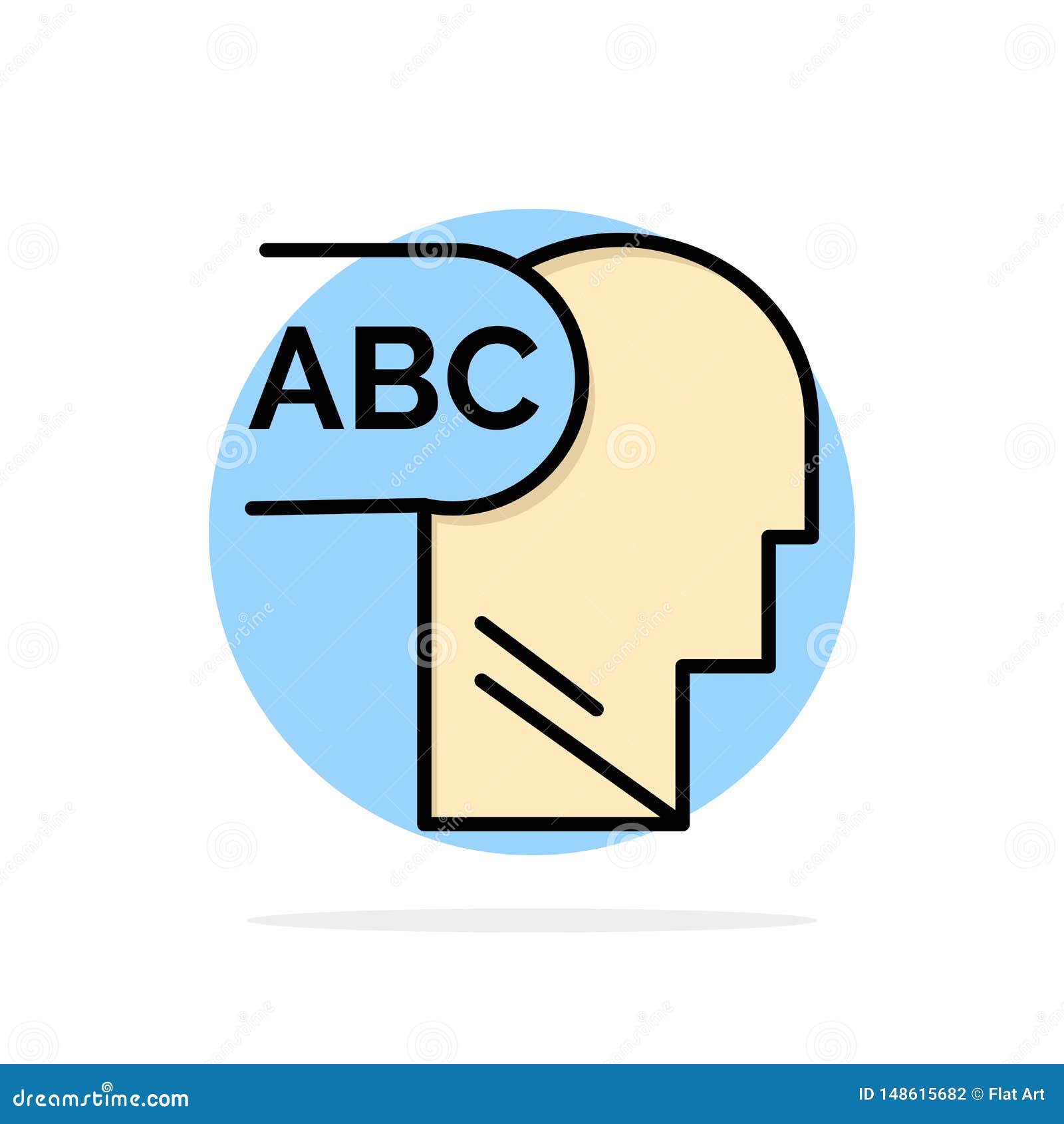 Elementary, Knowledge, Head Abstract Circle Background Flat Color Icon ...