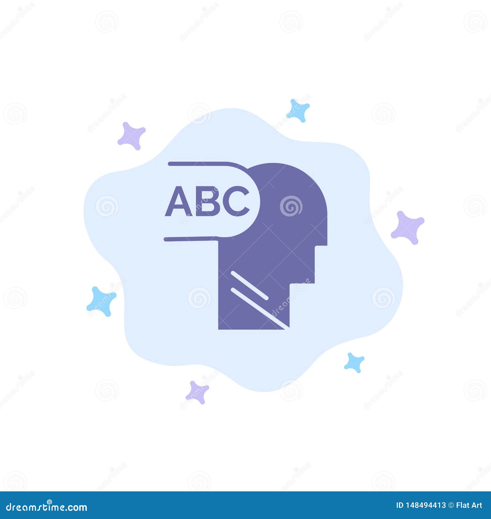 Elementary, Knowledge, Head Blue Icon on Abstract Cloud Background ...