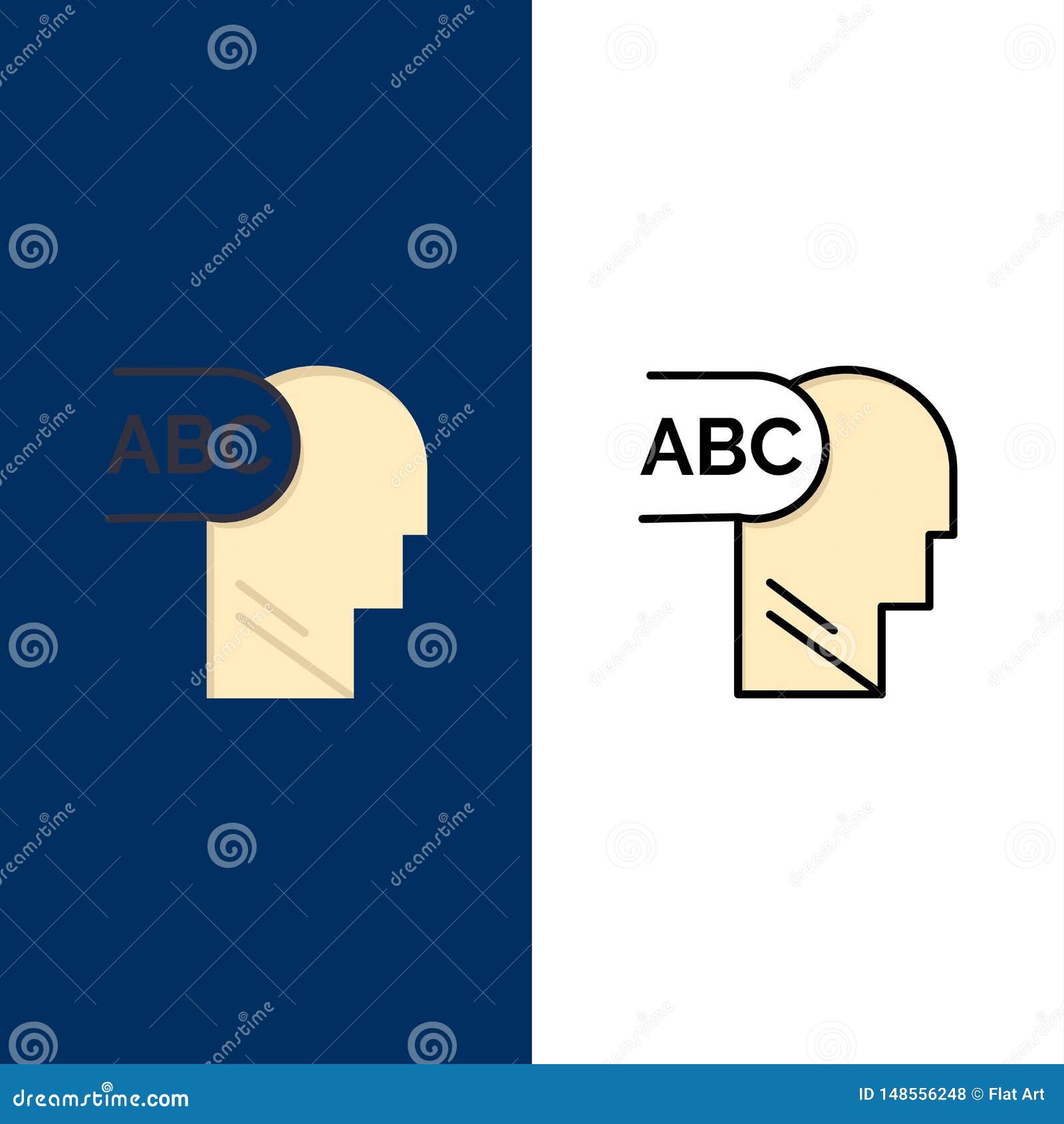 Elementary, Knowledge, Head Icons. Flat and Line Filled Icon Set Vector ...