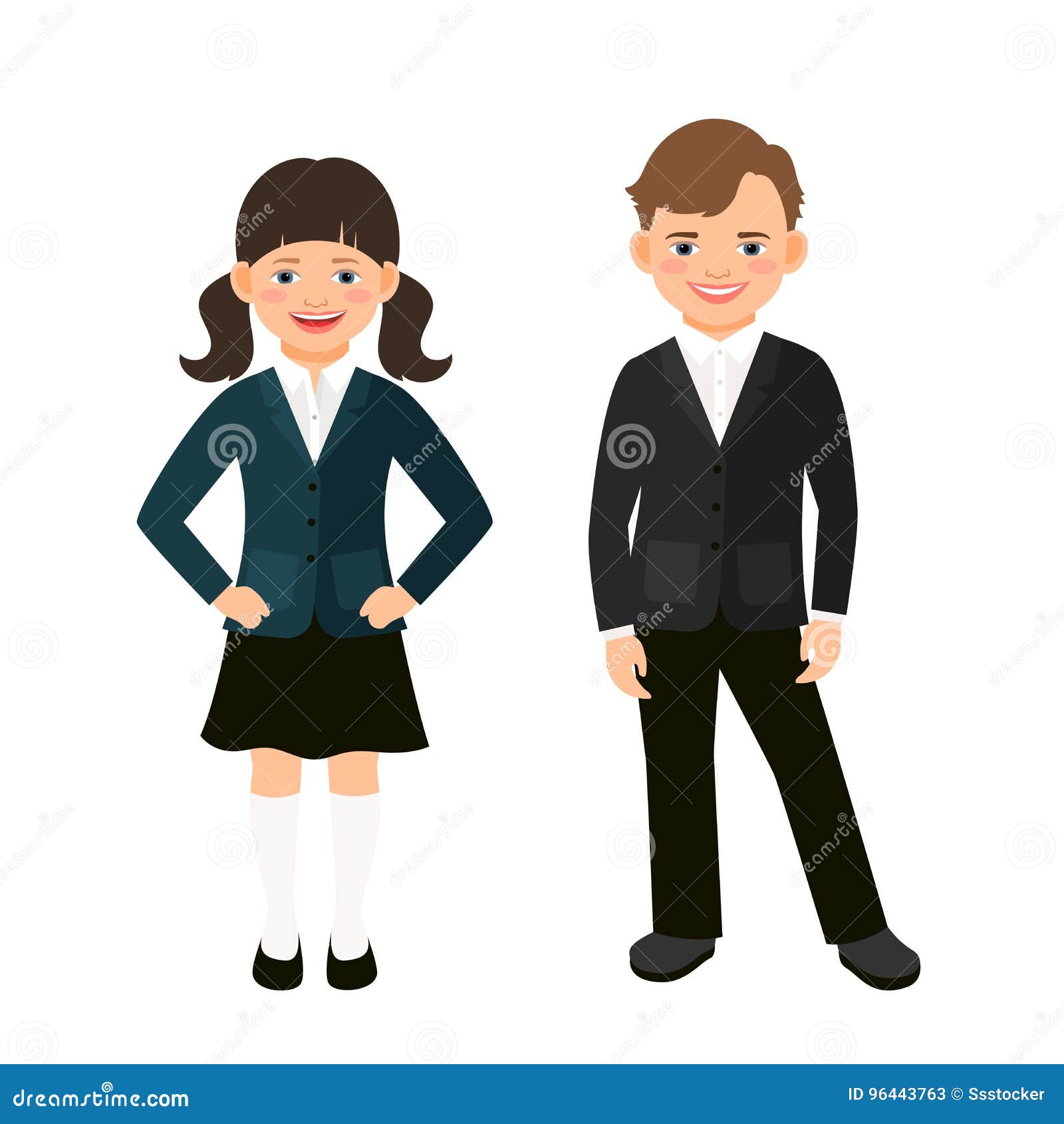 Elementary Primary Students Kids in Uniform Stock Vector - Illustration ...