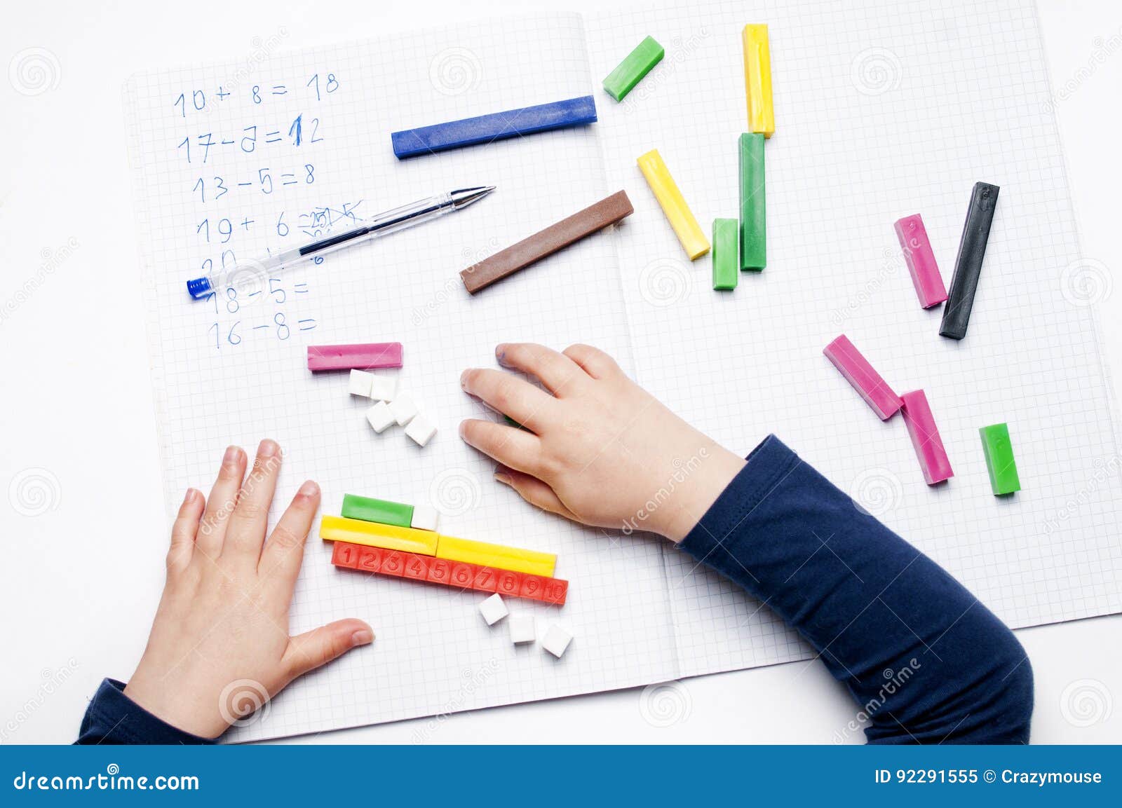 Elementary School: Arithmetic Exercises Stock Image - Image of ...