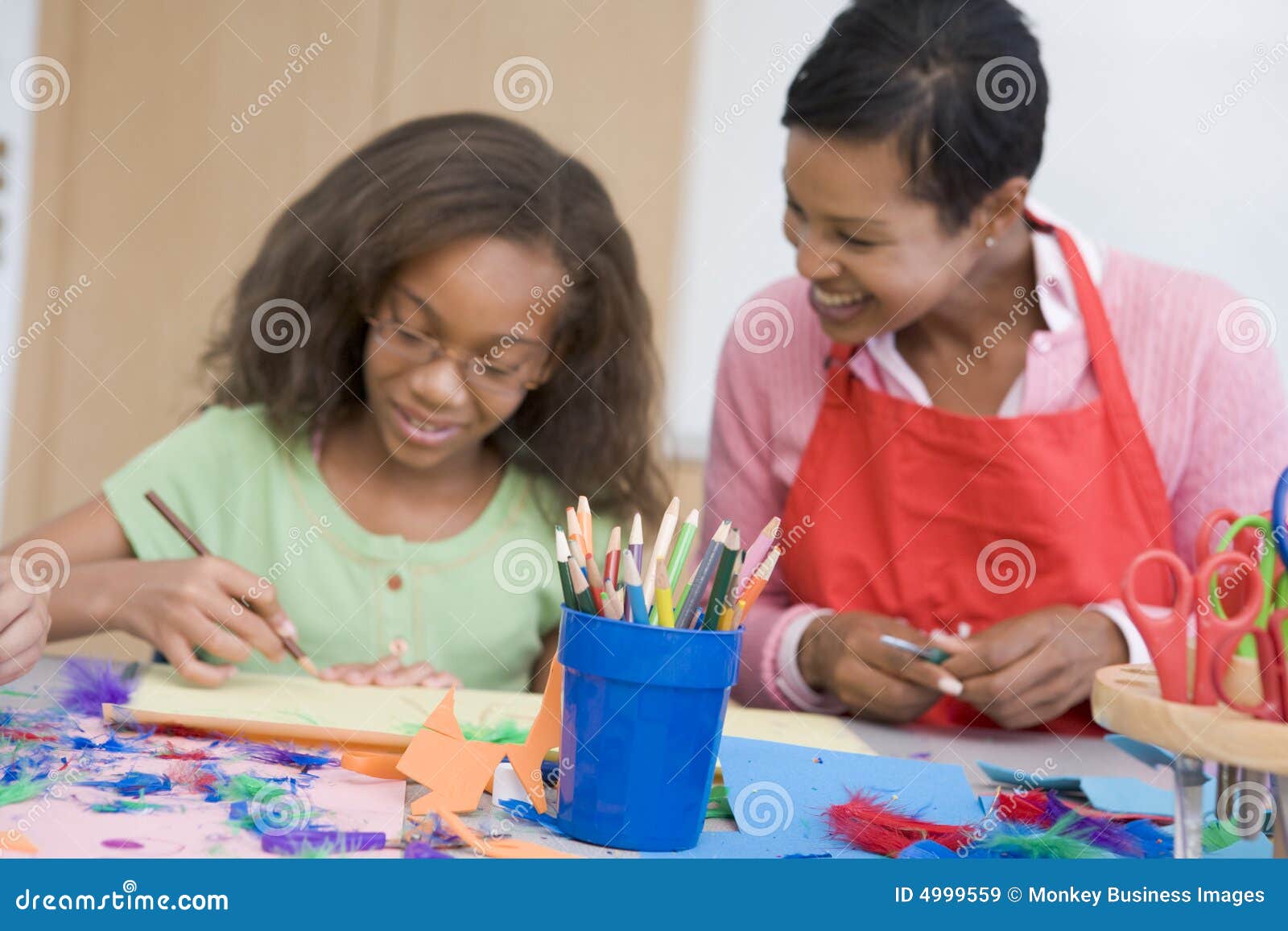 Elementary School Art Class Stock Image - Image of classroom, adult ...