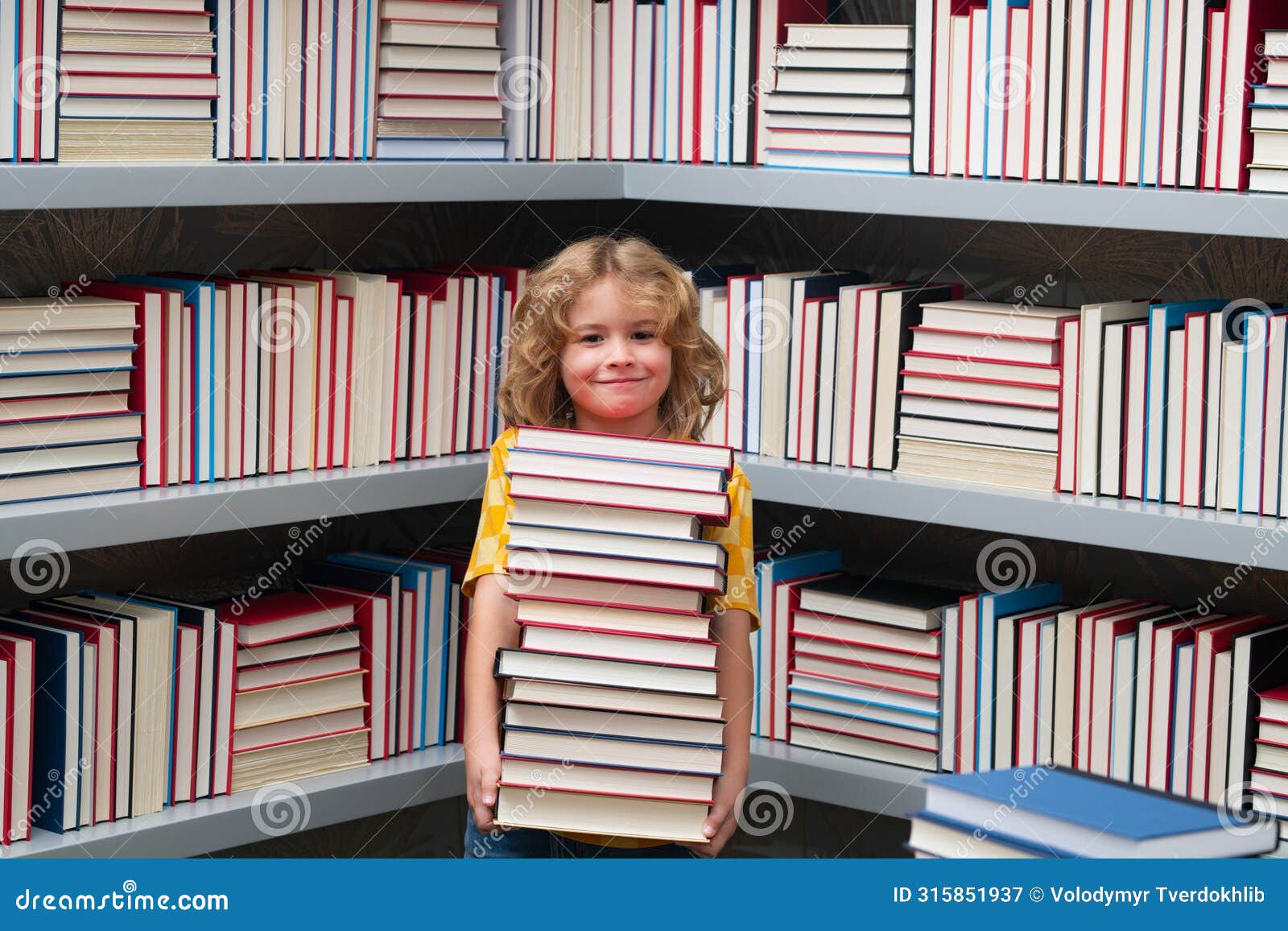 Elementary School Boy. Child Reading Book in a Book Store or School ...