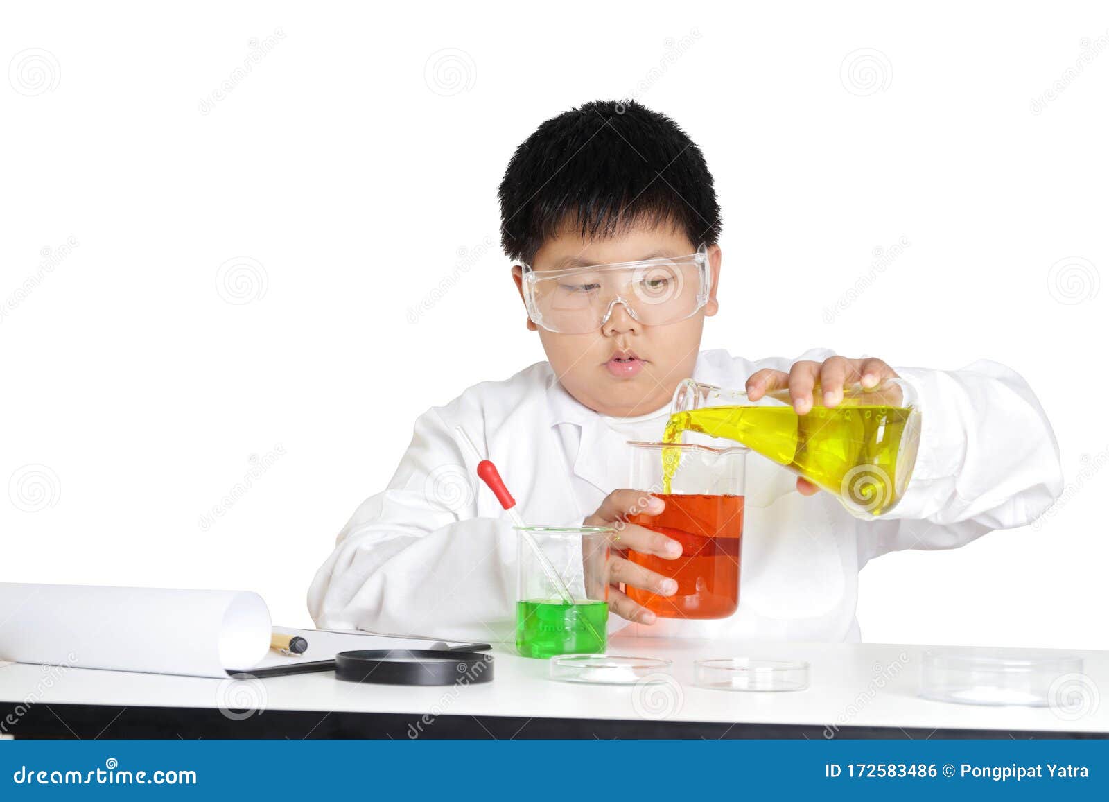 The Boy Was Wearing a White Dress, Doing Scientific Experiments in the ...