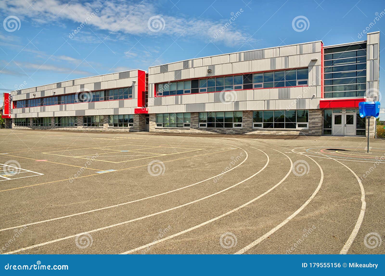 Elementary School Building Backside, a Sunny Spring Day Stock Photo ...