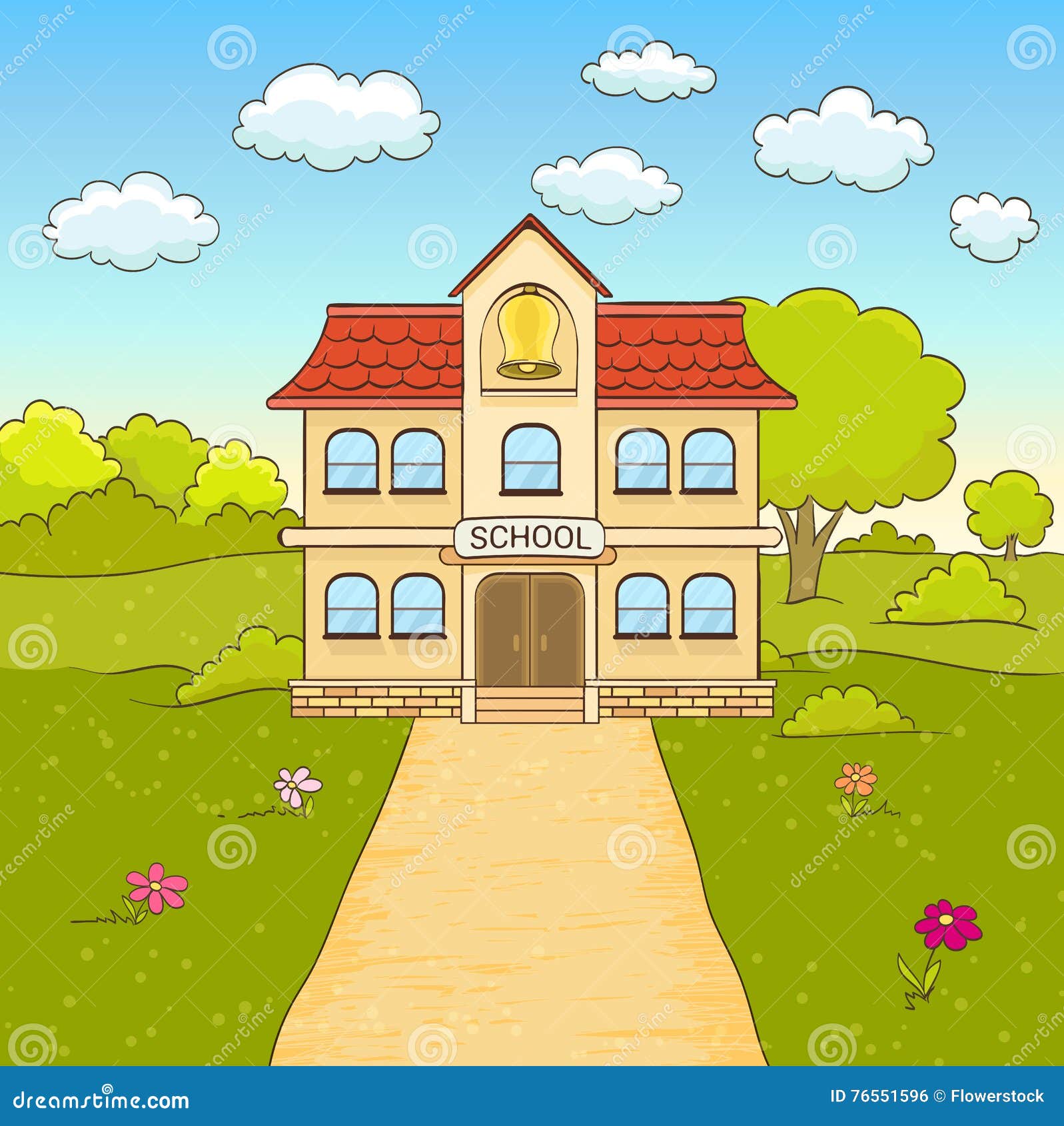 Elementary School Building Illustrations Royaltyfree Vector Graphics