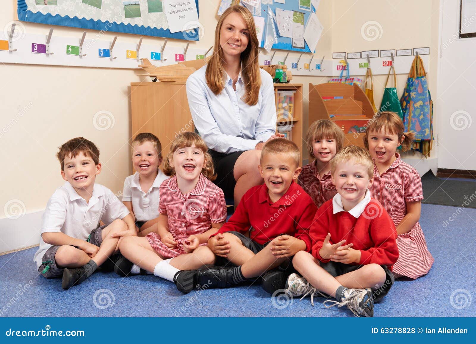 Elementary School Children with Teacher in Classroom Stock Photo ...