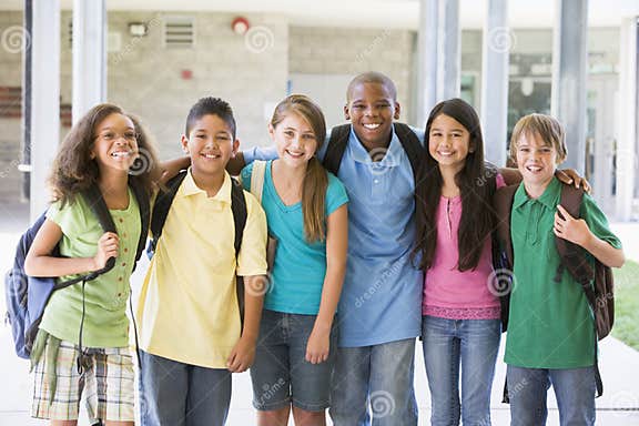 Elementary School Class Outside Stock Photo - Image of exterior ...