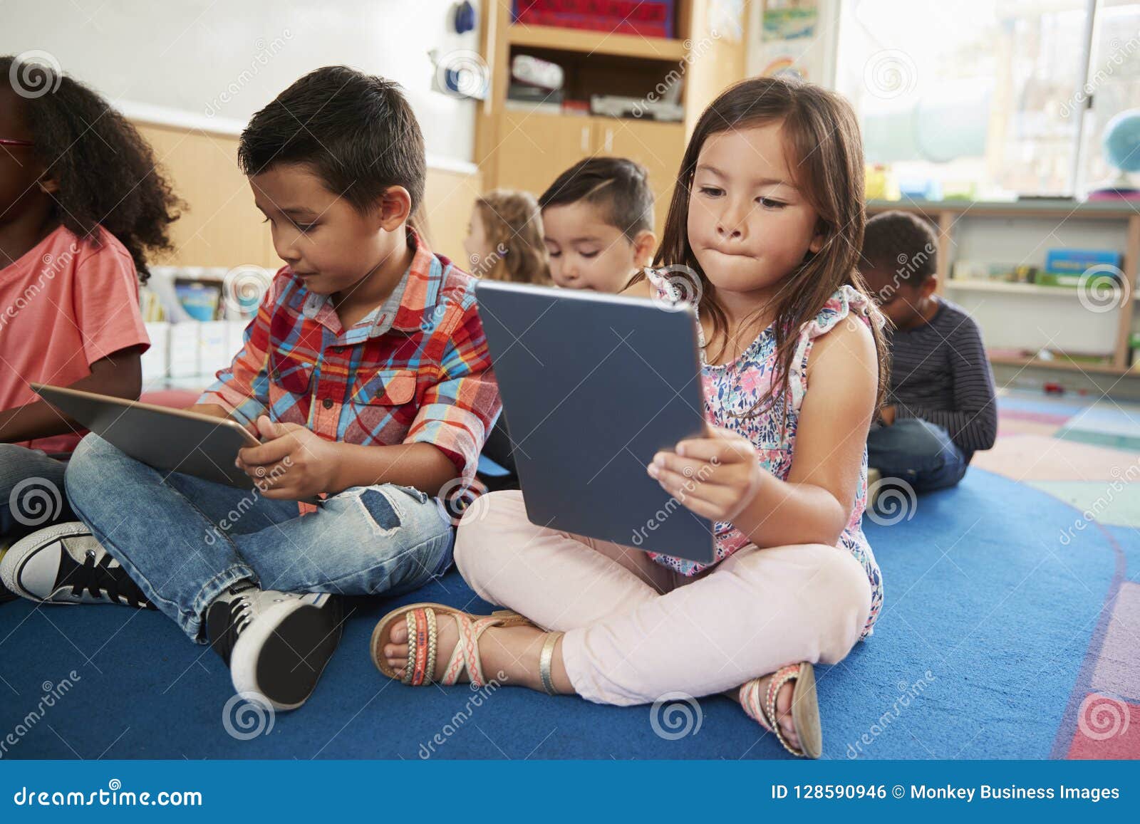 Elementary School Class Using Tablet Computers, Close Up Stock Photo ...
