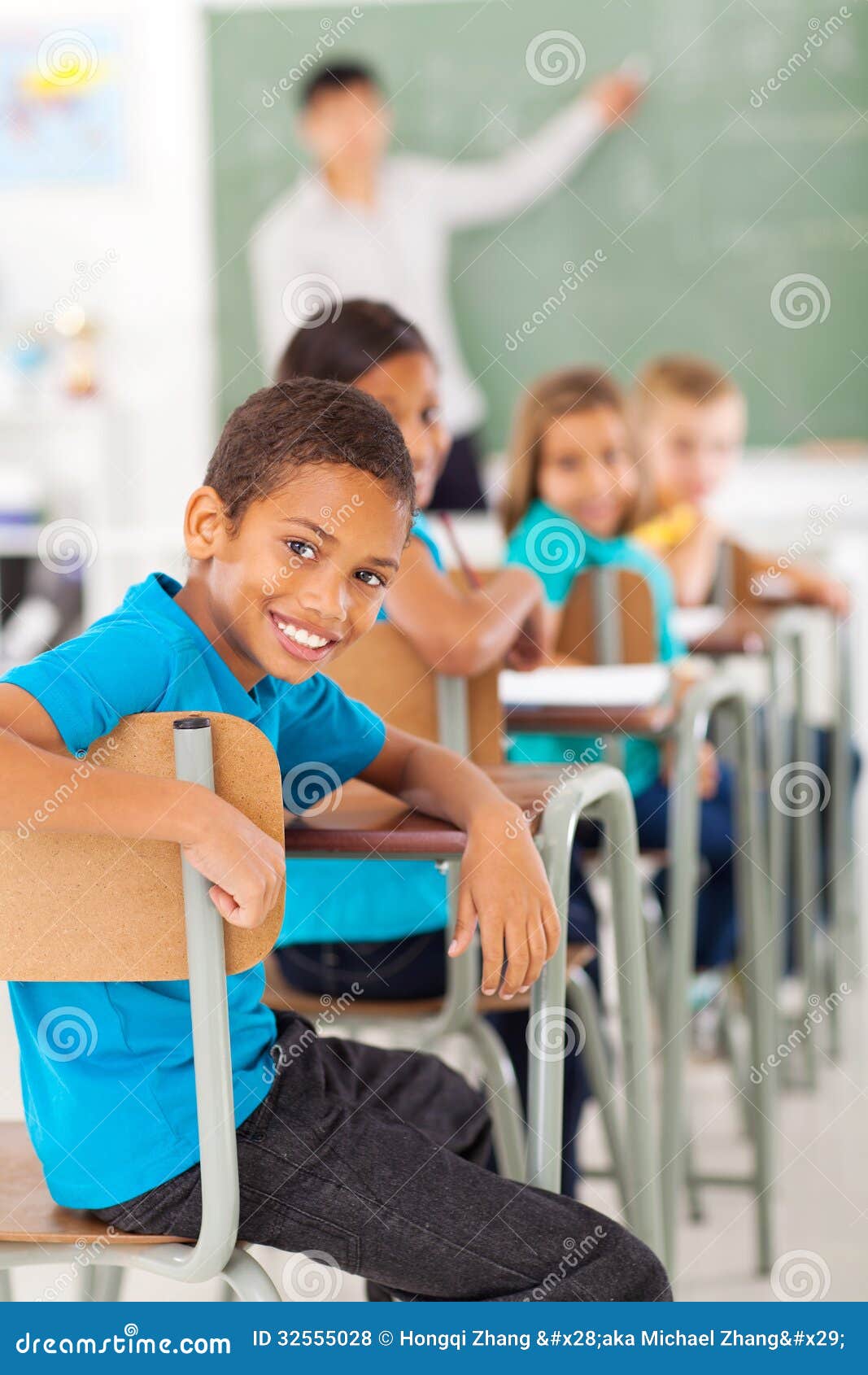 Elementary School Classroom Stock Photo - Image of blackboard, american ...
