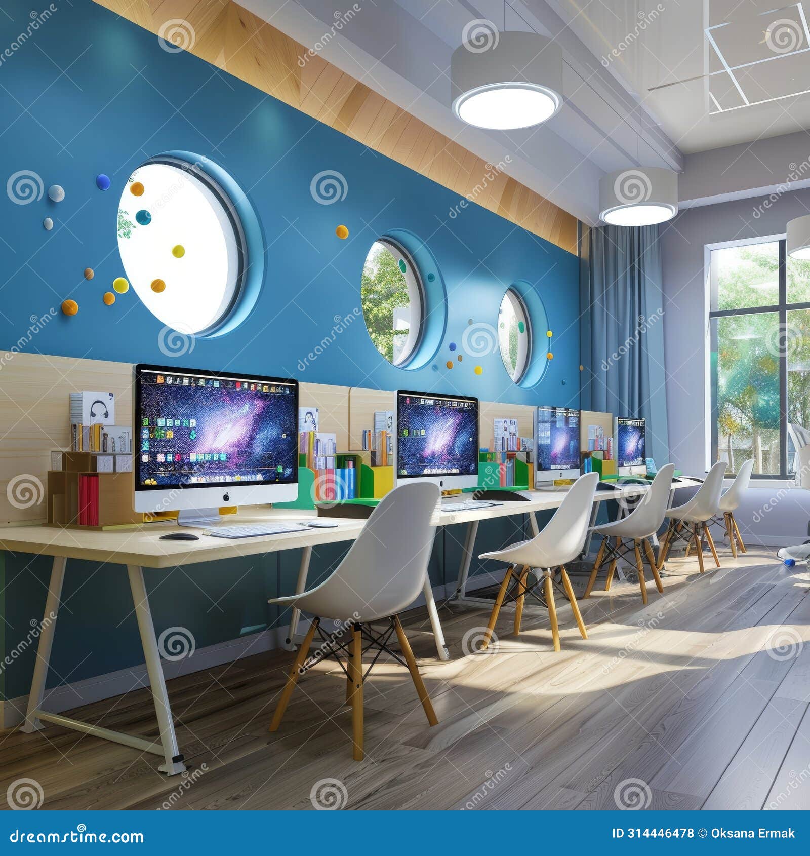Elementary School Computer Classroom, Coding for Schoolchildren, Modern ...