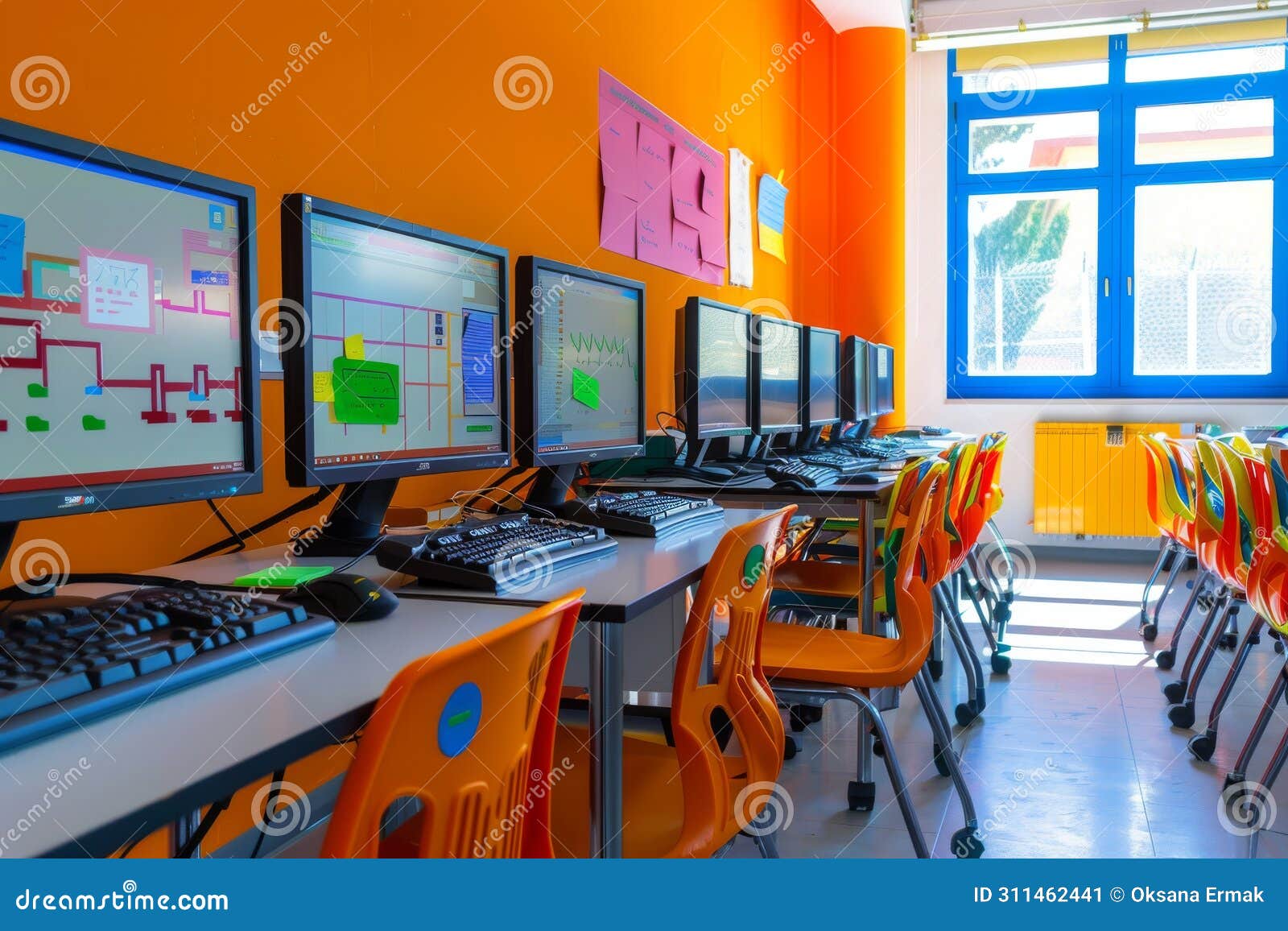 Elementary School Computer Classroom, Coding for Schoolchildren, Modern ...