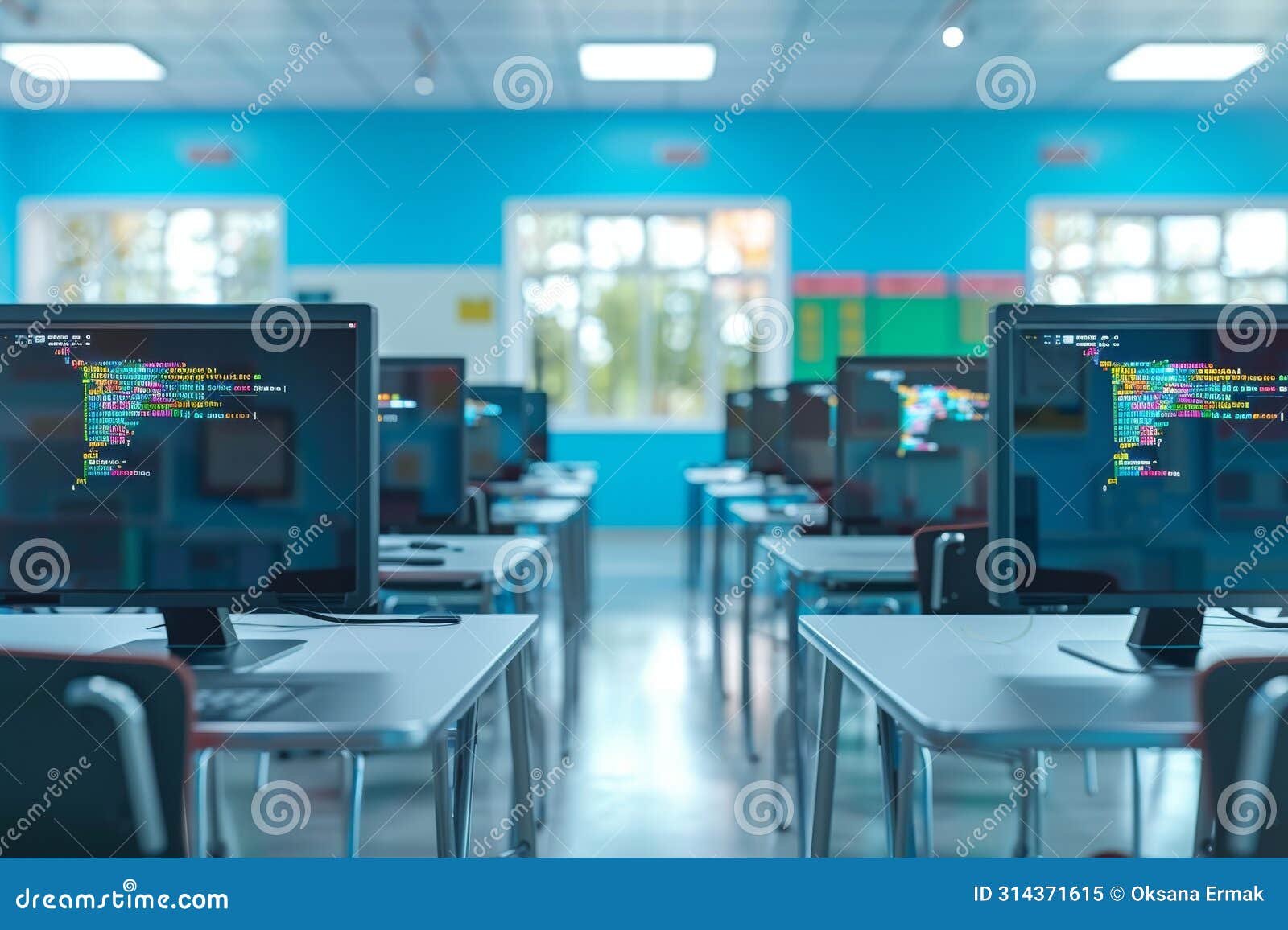 Elementary School Computer Classroom, Coding for Schoolchildren, Modern ...