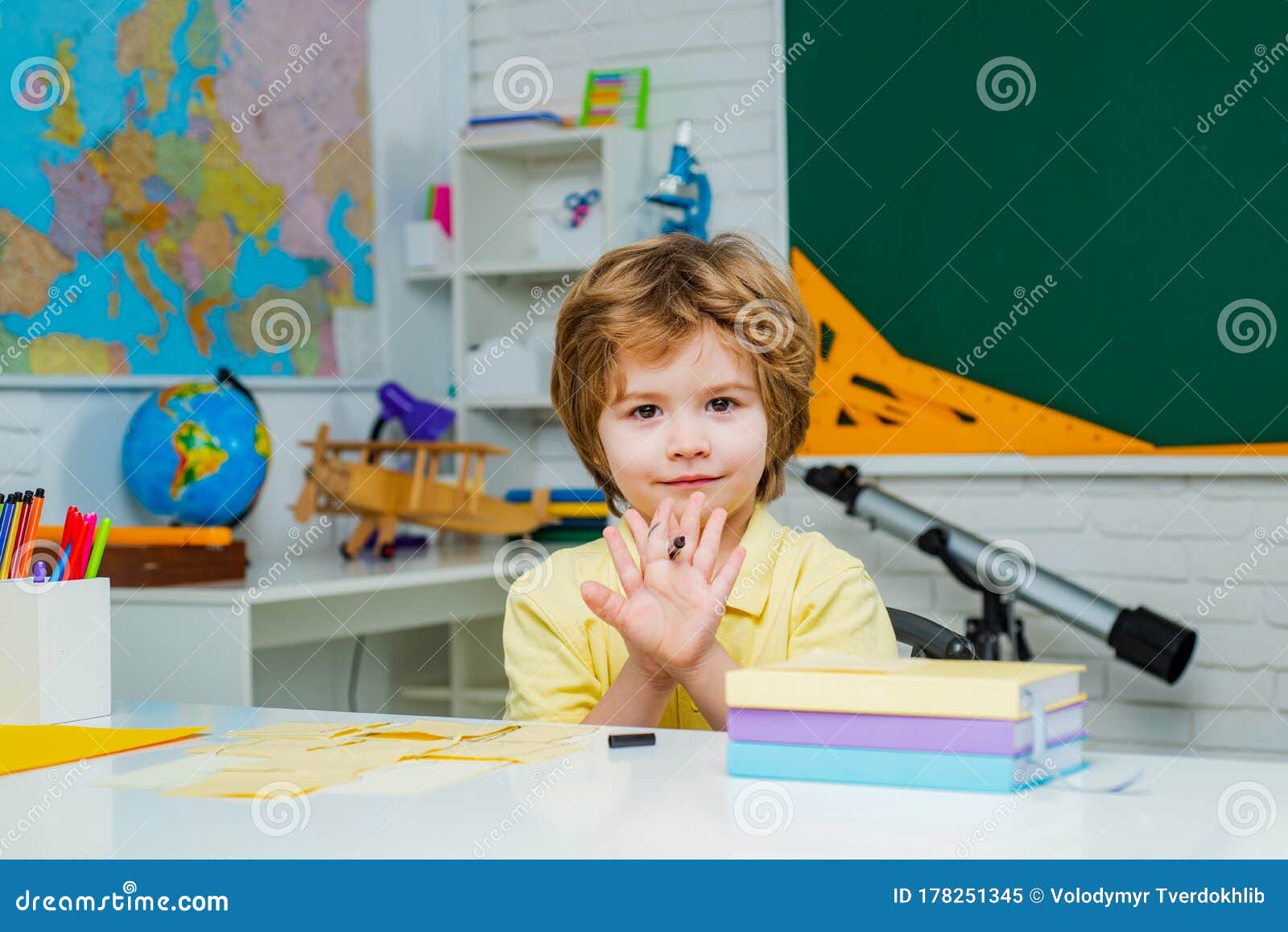 Elementary School and Education. Portrait of Pupil of Primary School ...