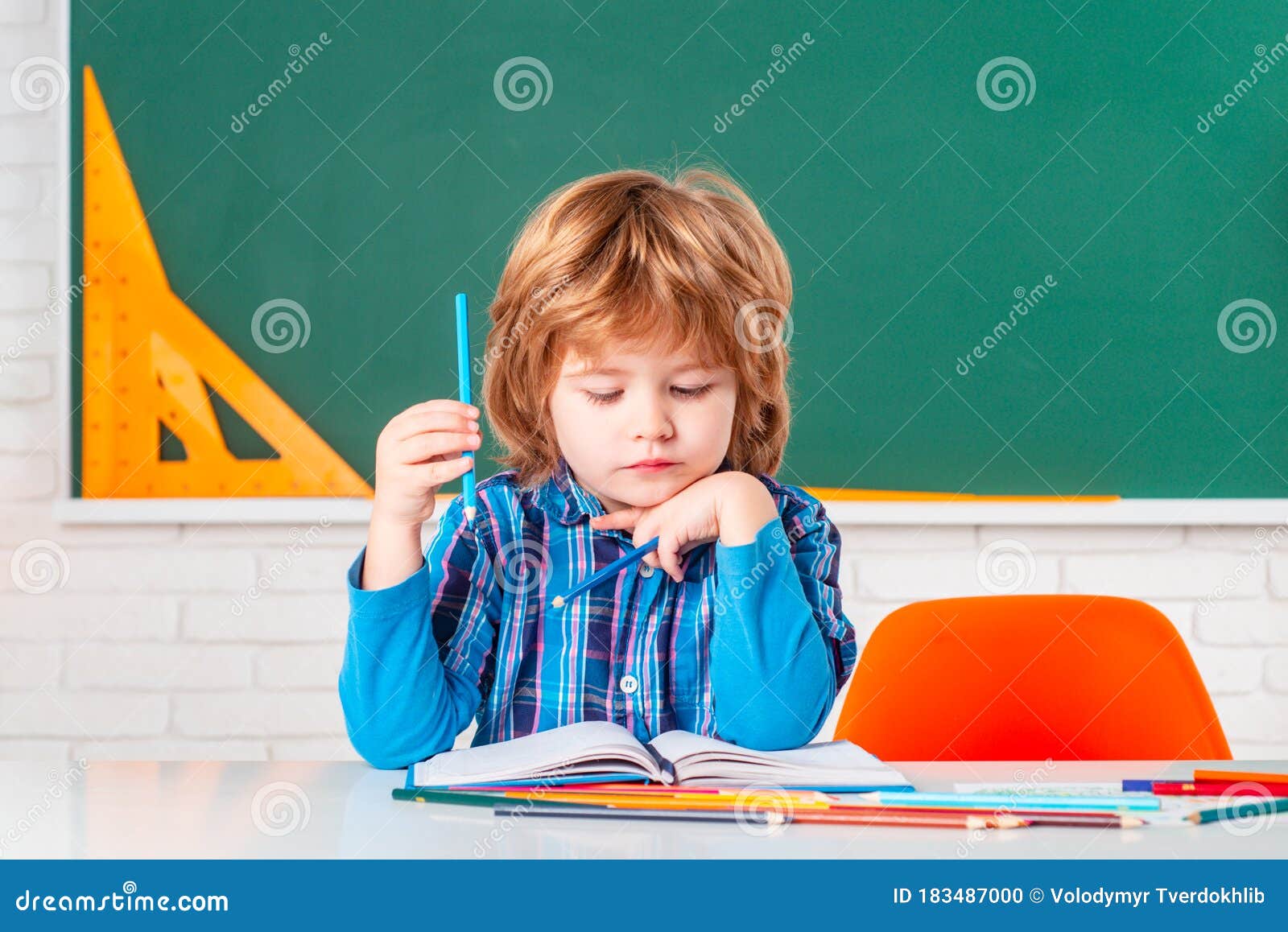 Elementary School and Education. Portrait of Pupil of Primary School ...